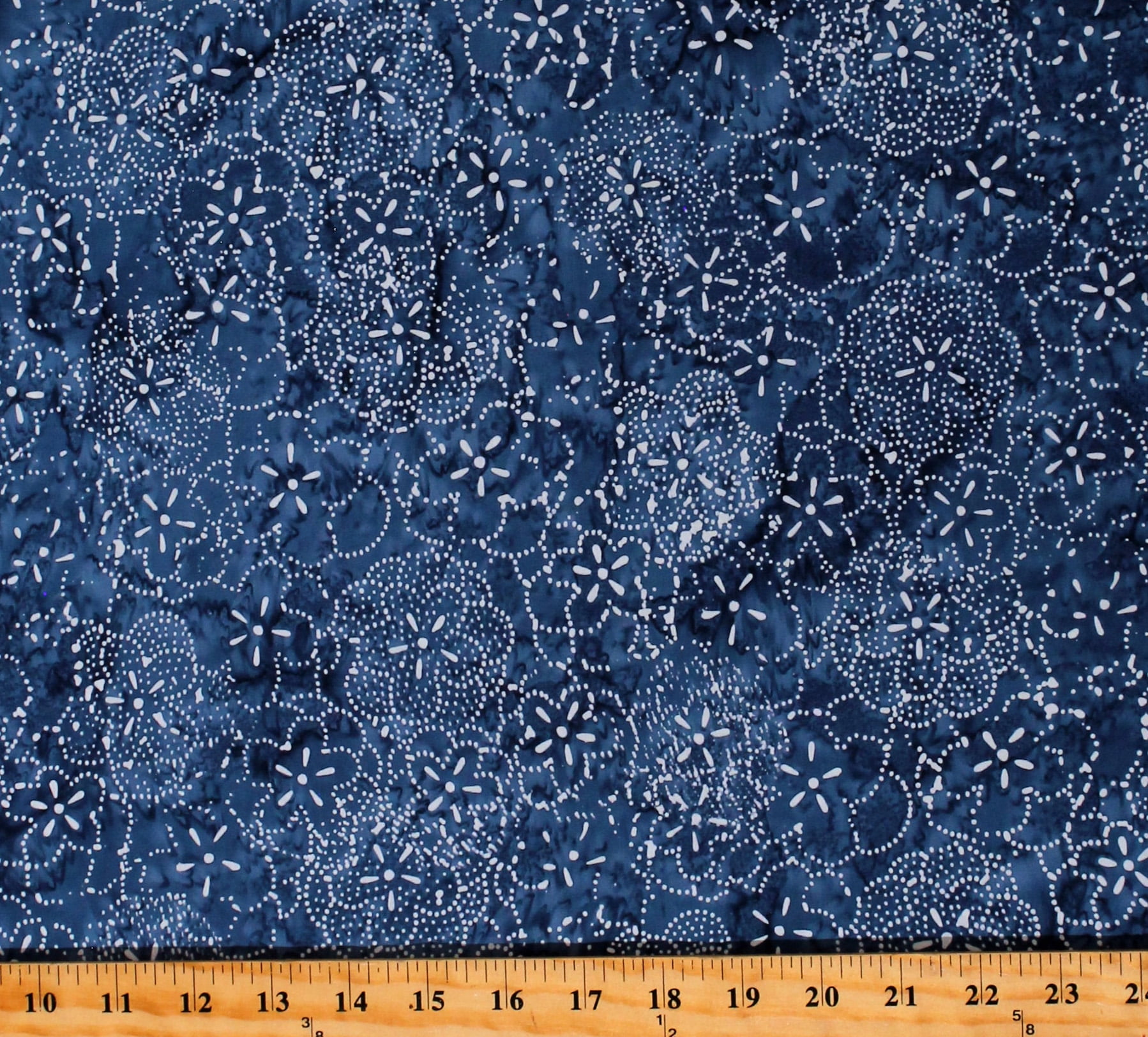 Cotton Artisan Batiks Kasuri Blue Flowers Dotted Florals Cotton Fabric ...