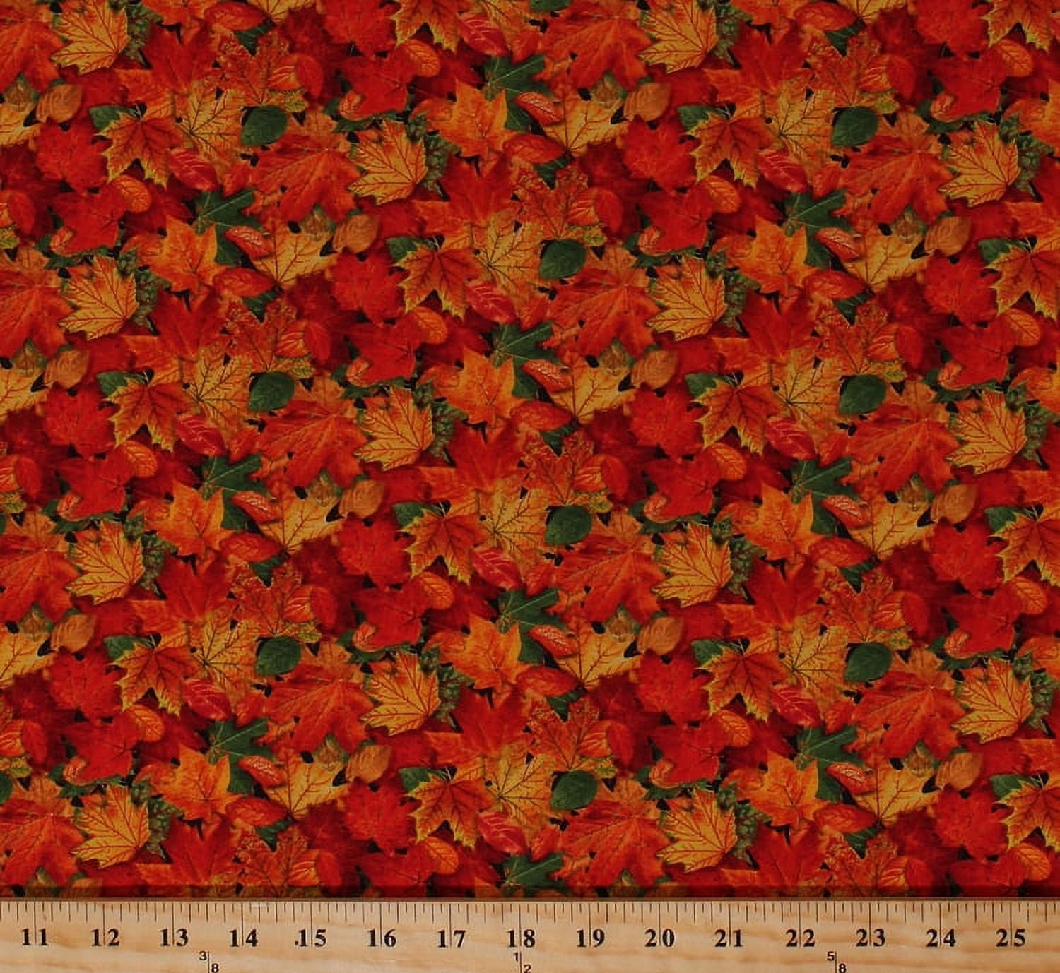 Cotton Autumn Leaves Maple Leaf Fall Autumnal Nature Landscape Medley Cotton Fabric Print by the ...