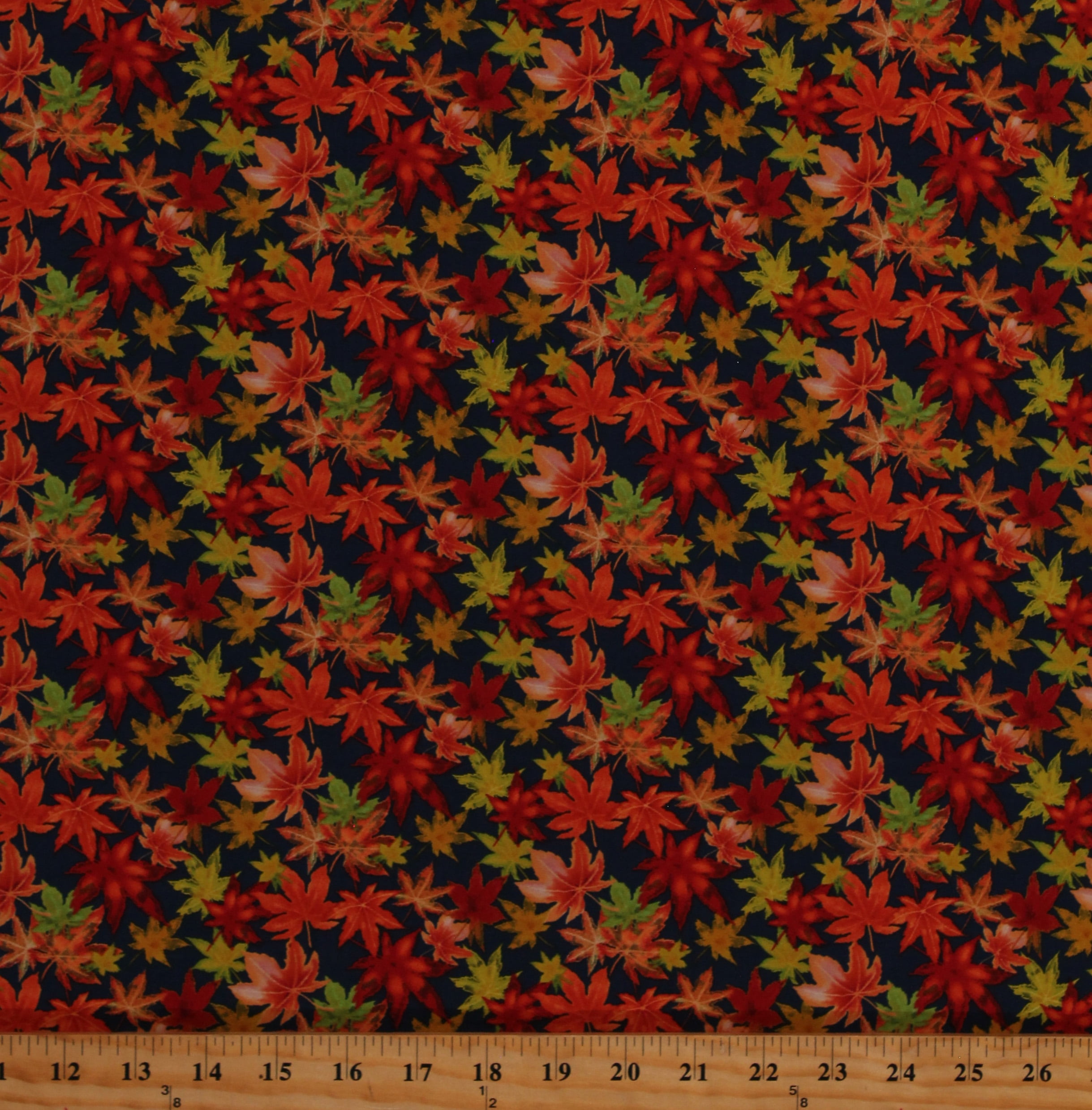 Cotton Autumn Maple Leaves Fall Leaf Auburn Fox Coordinate Red Orange ...