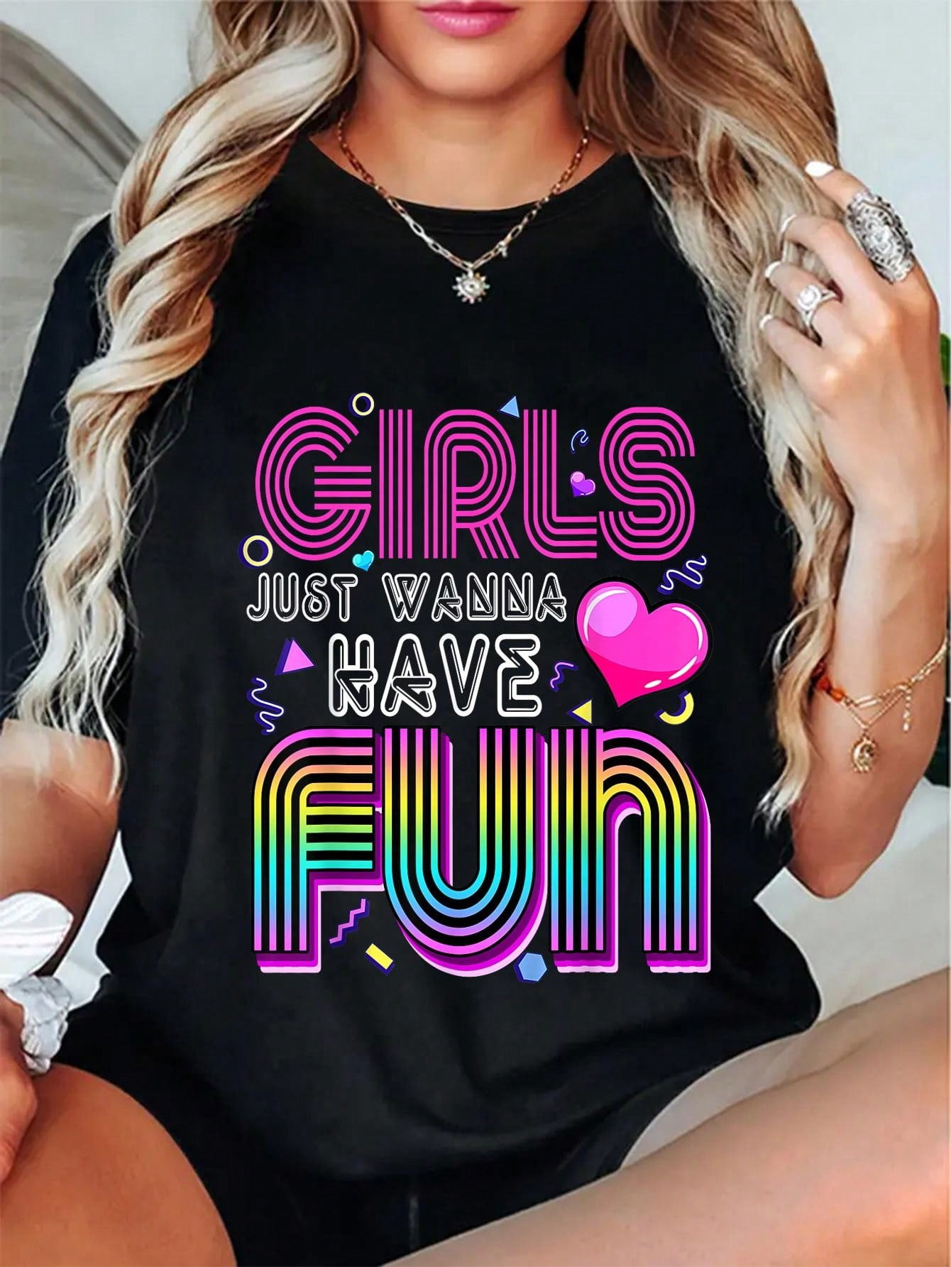 Cotton Awesome 80's Girls Just Wanna Have Fun 1980s T-Shirt - Walmart.com