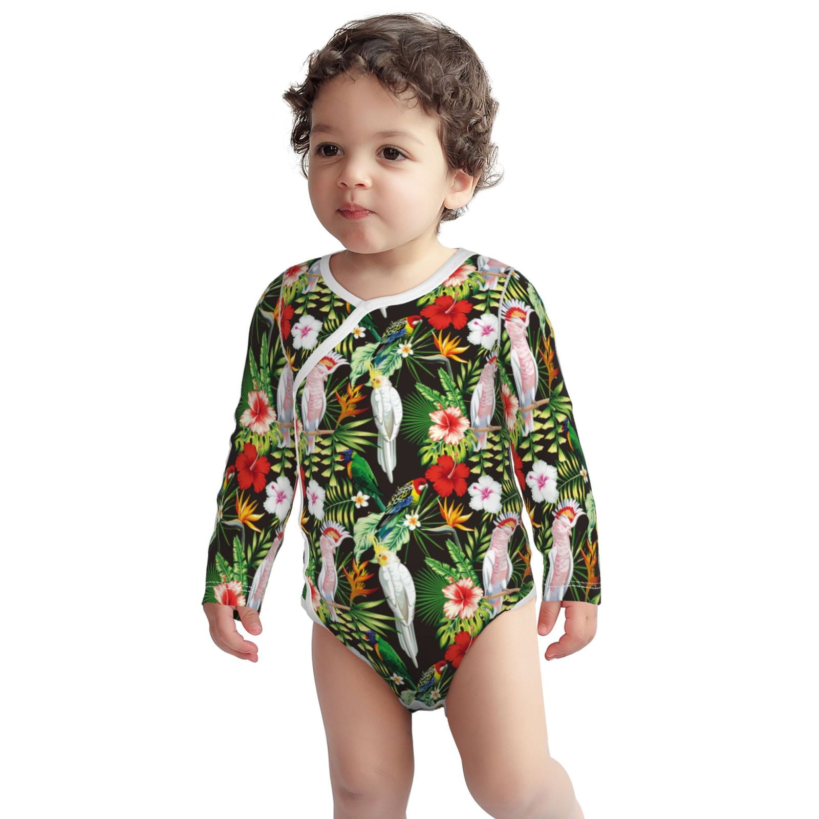 Cotton Baby Onsies, Artsy Cute Parrot Palm Leaves Unisex Newborn Baby ...