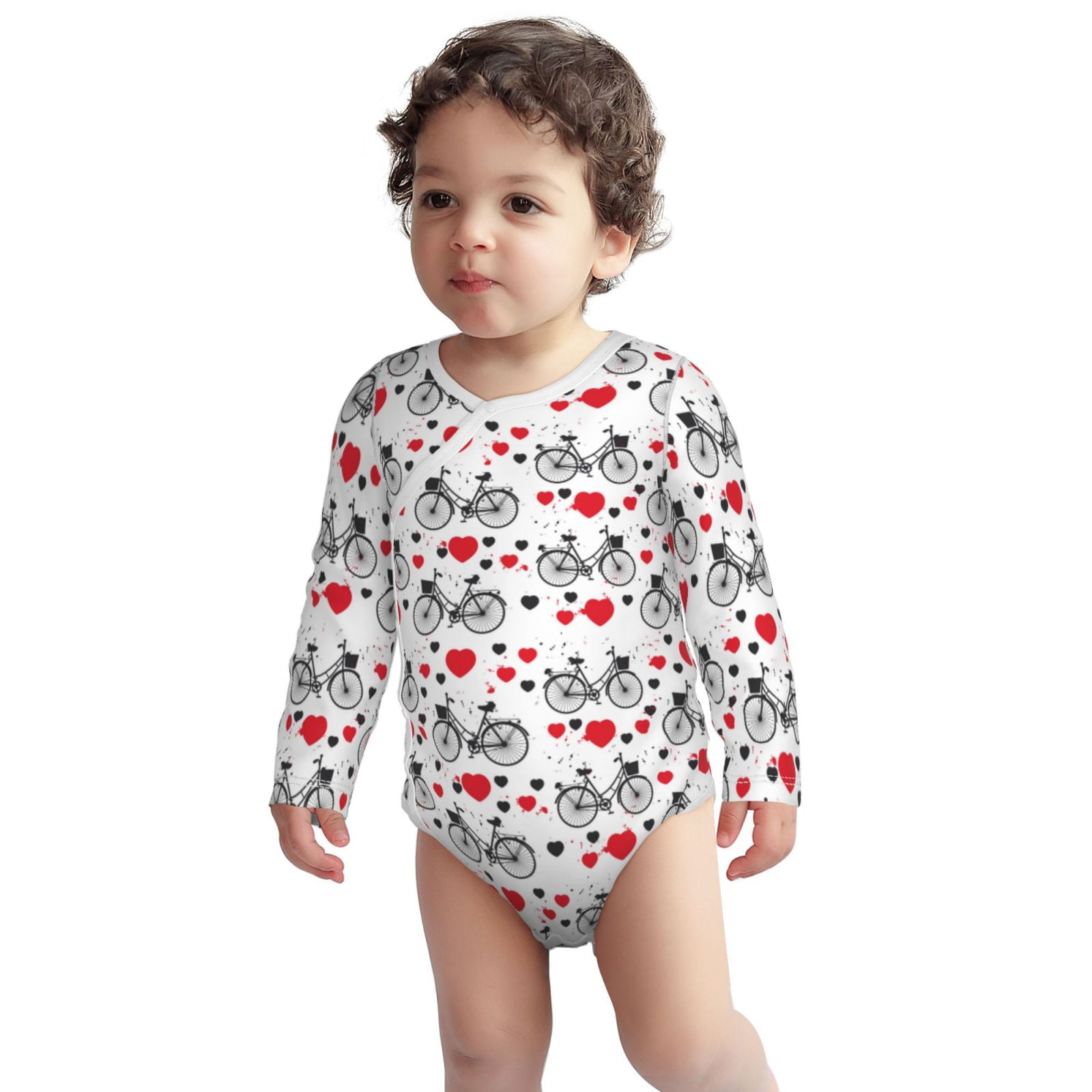 Cotton Baby Onsies, Bike Pattern hearts Unisex Newborn Baby Long Sleeve Bodysuit Infant Outfit ...