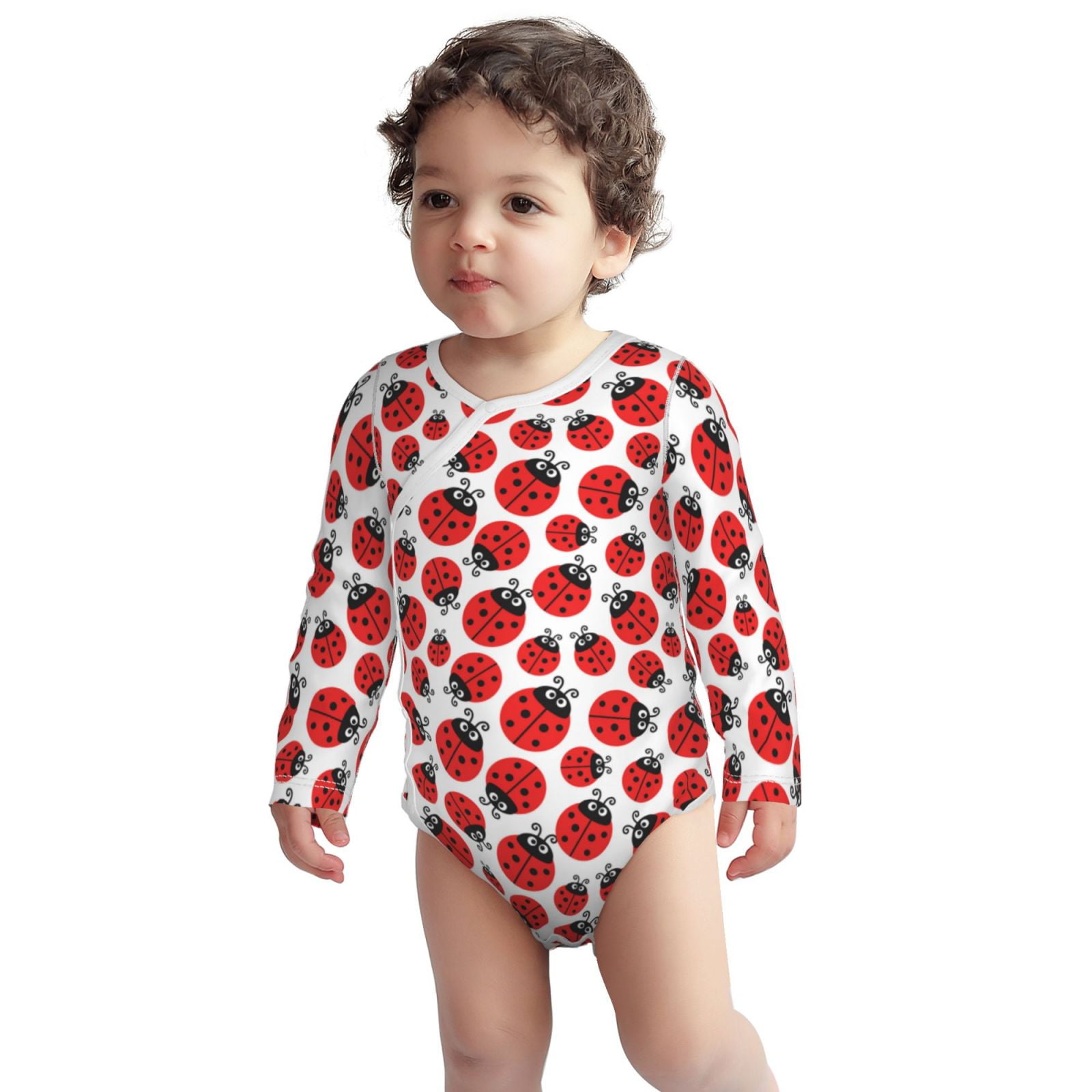 Cotton Baby Onsies, Cartoon Ladybug Unisex Newborn Baby Long Sleeve Bodysuit Infant Outfit ...