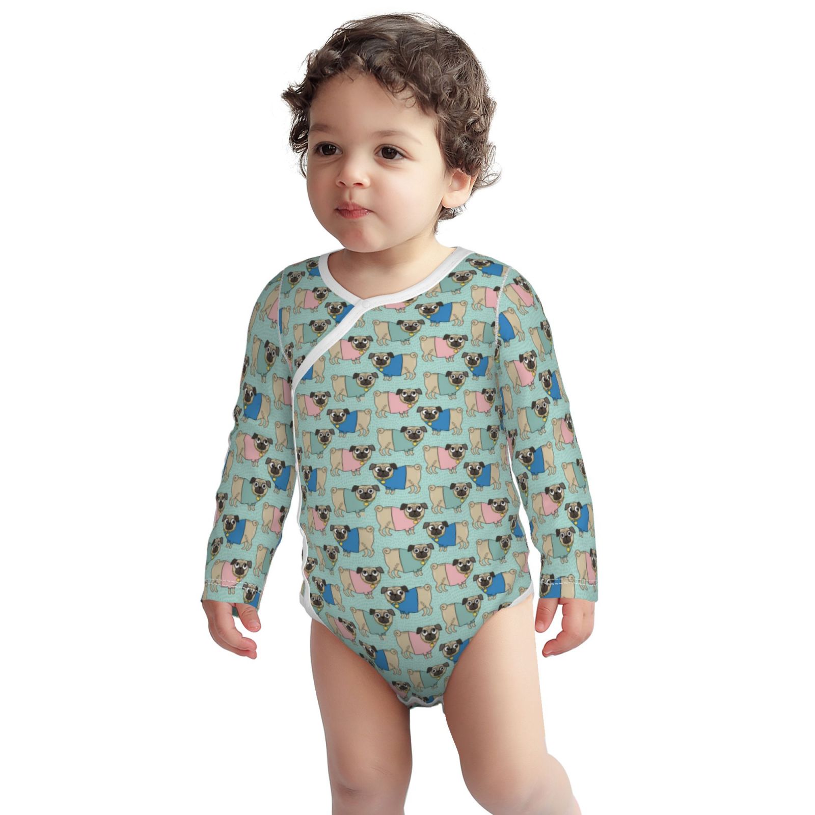 Cotton Baby Onsies, Colorful Pugs Unisex Newborn Baby Long Sleeve ...