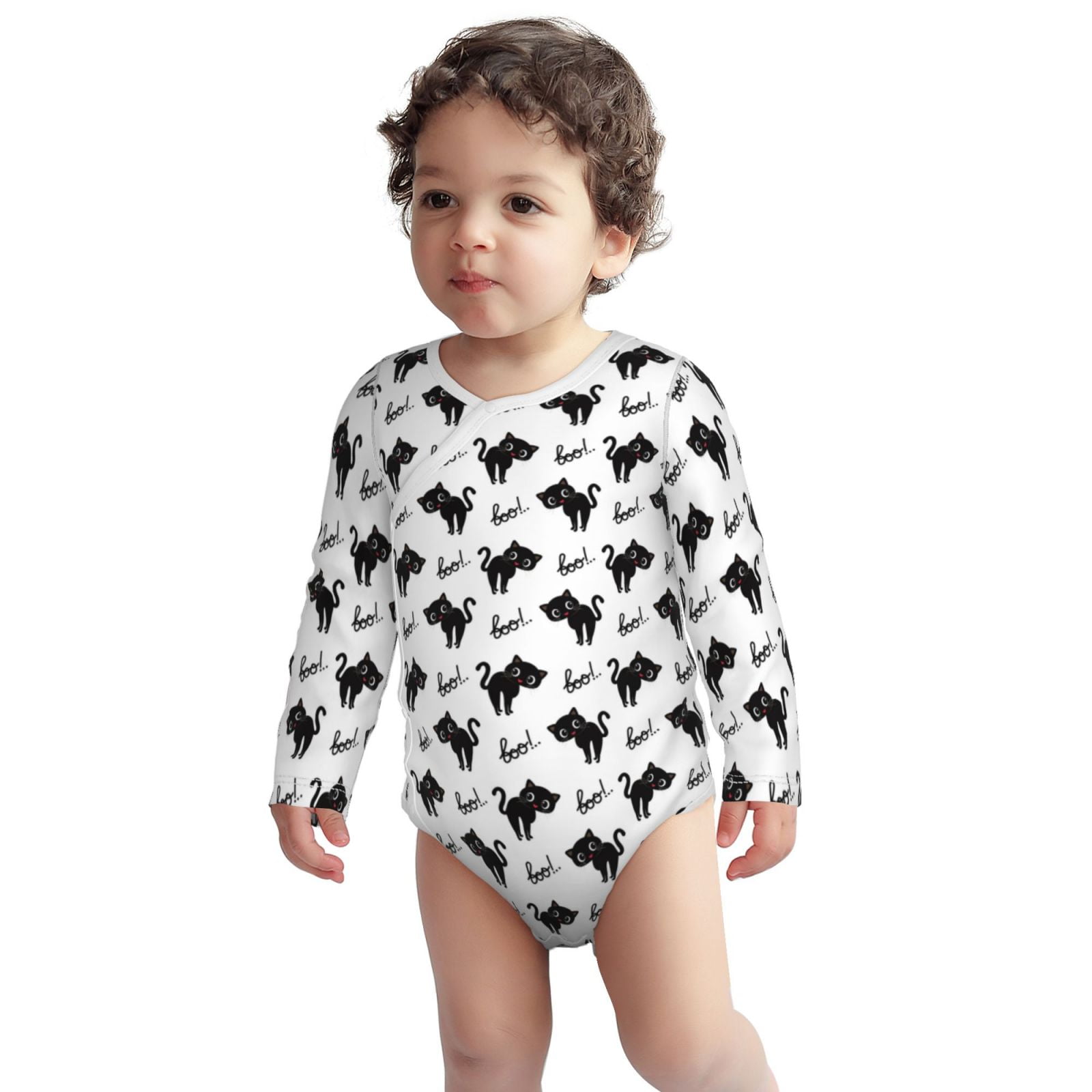 Cotton Baby Onsies, Cute Cartoon Cat Black Unisex Newborn Baby Long Sleeve Bodysuit Infant ...