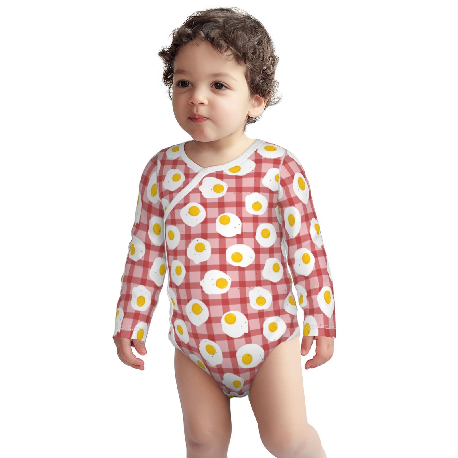 Cotton Baby Onsies, Cute Fried Egg Pink Squre Unisex Newborn Baby Long ...