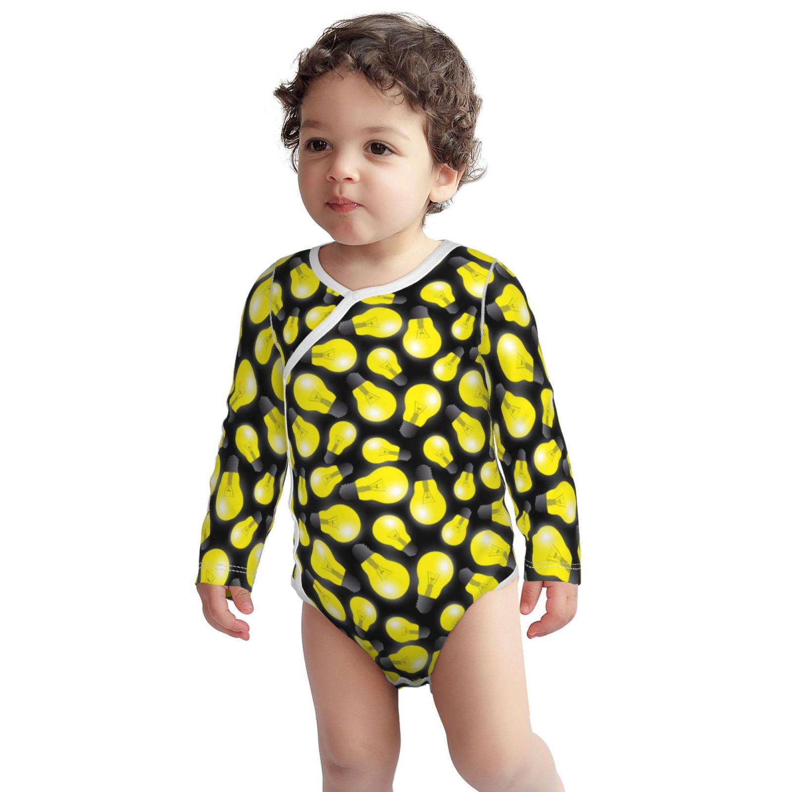 Cotton Baby Onsies, Light Bulb Pattern Bright Unisex Newborn Baby Long ...