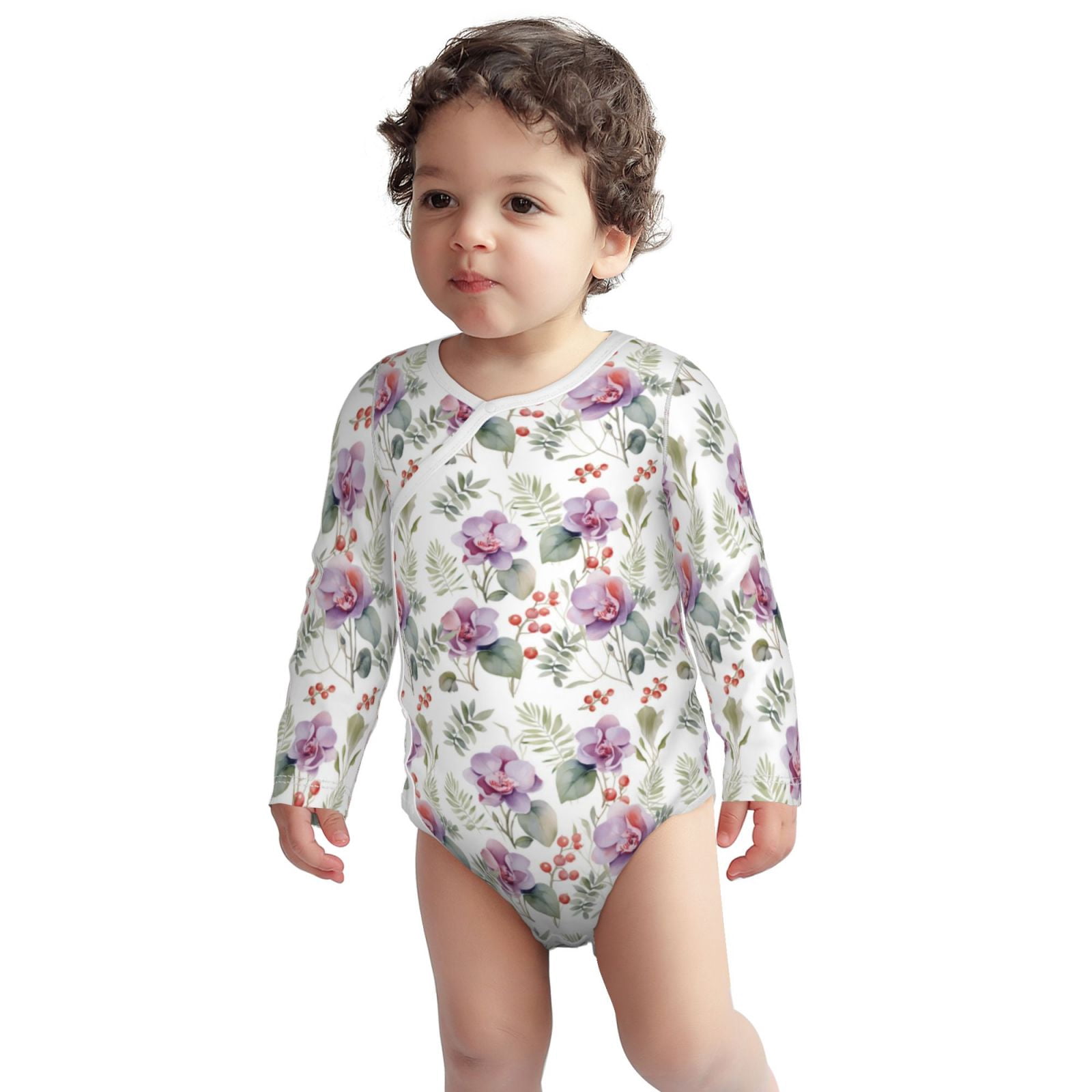 Cotton Baby Onsies, Orchids Flowers Fruit Unisex Newborn Baby Long ...