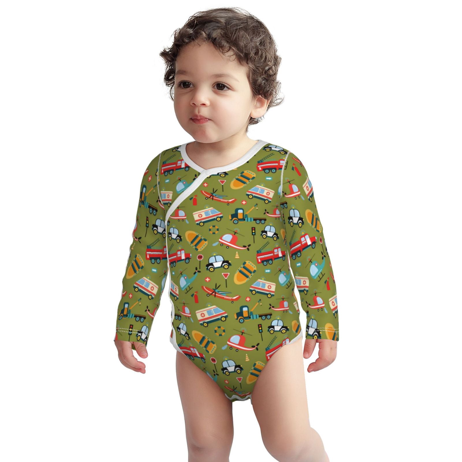 Cotton Baby Onsies, Transportation prints Unisex Newborn Baby Long ...