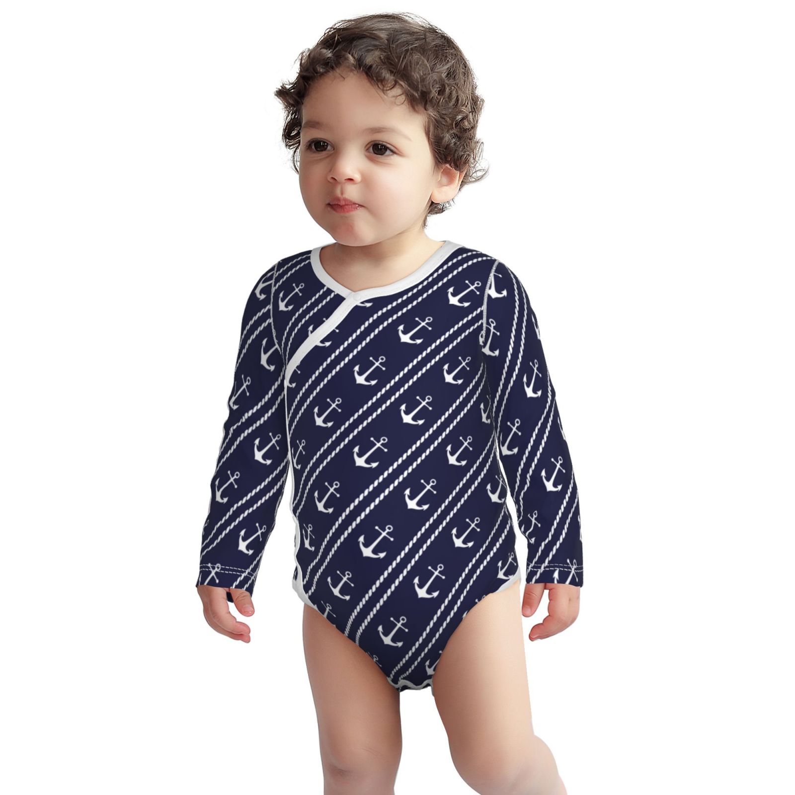 Cotton Baby Onsies, White anchors diagonal cords navyblue Unisex ...