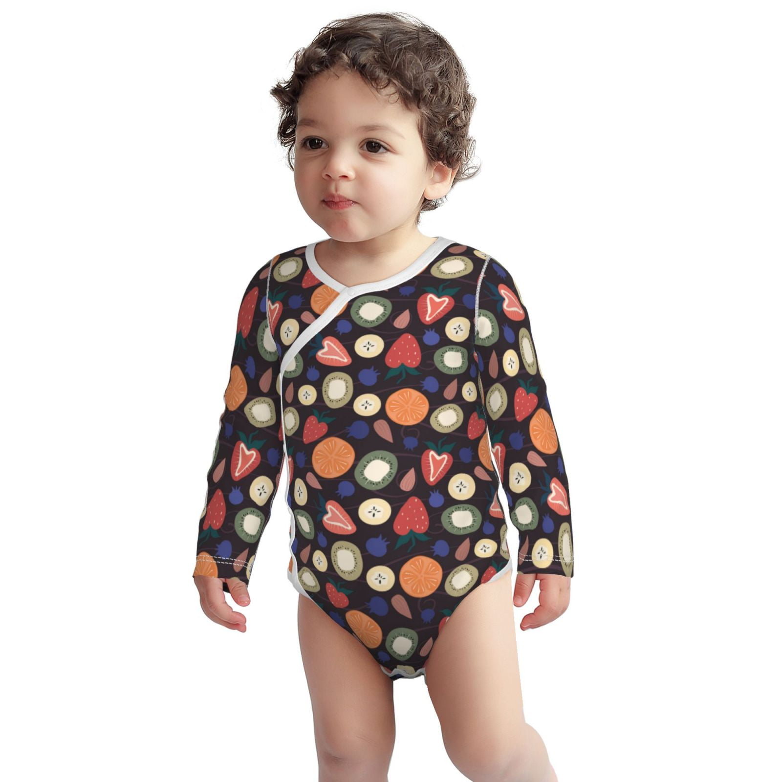 Cotton Baby Onsies, colorful cartoon fruits pattern Unisex Newborn Baby Long Sleeve Bodysuit ...