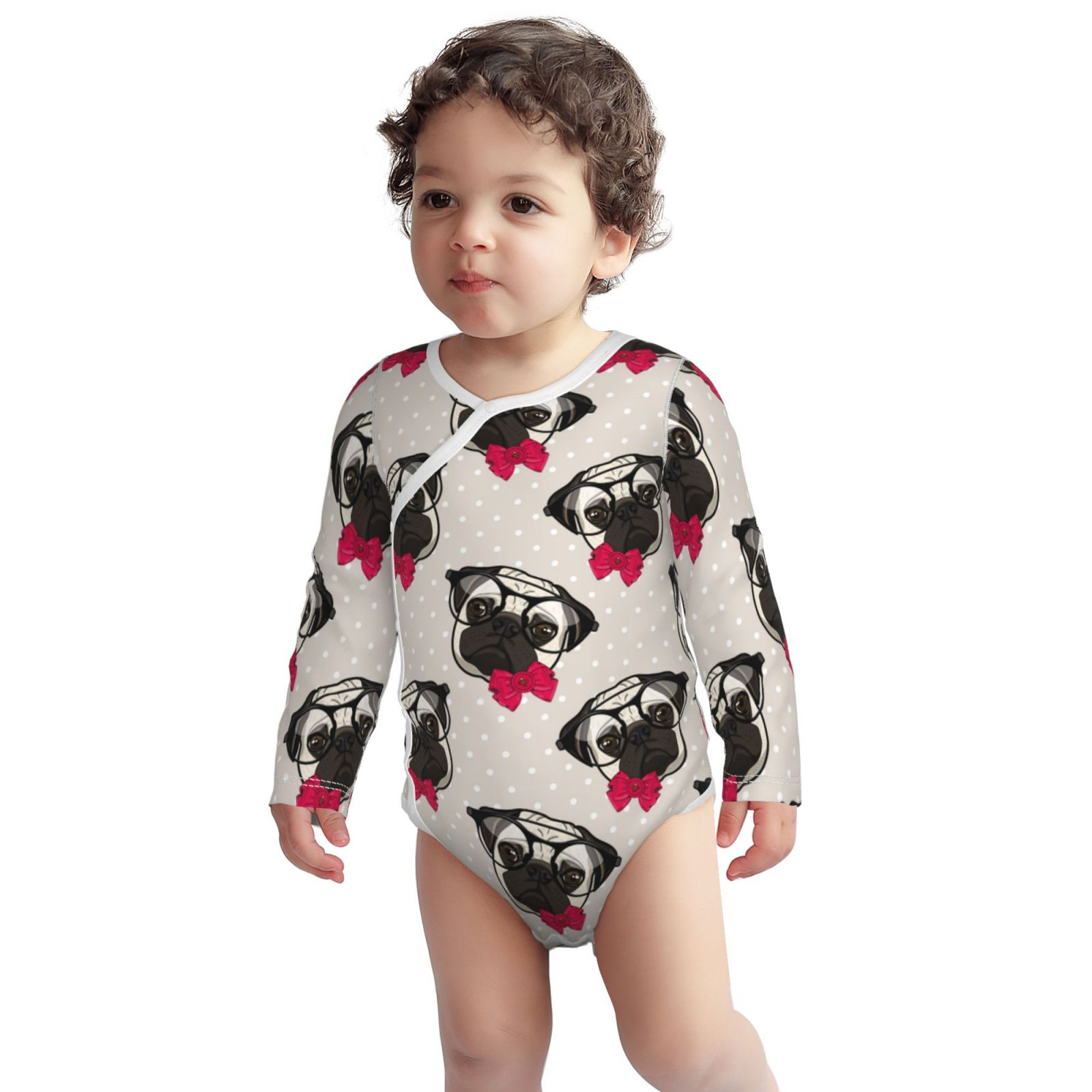Cotton Baby Onsies, funny dog Pug red bow glasses Unisex Newborn Baby ...