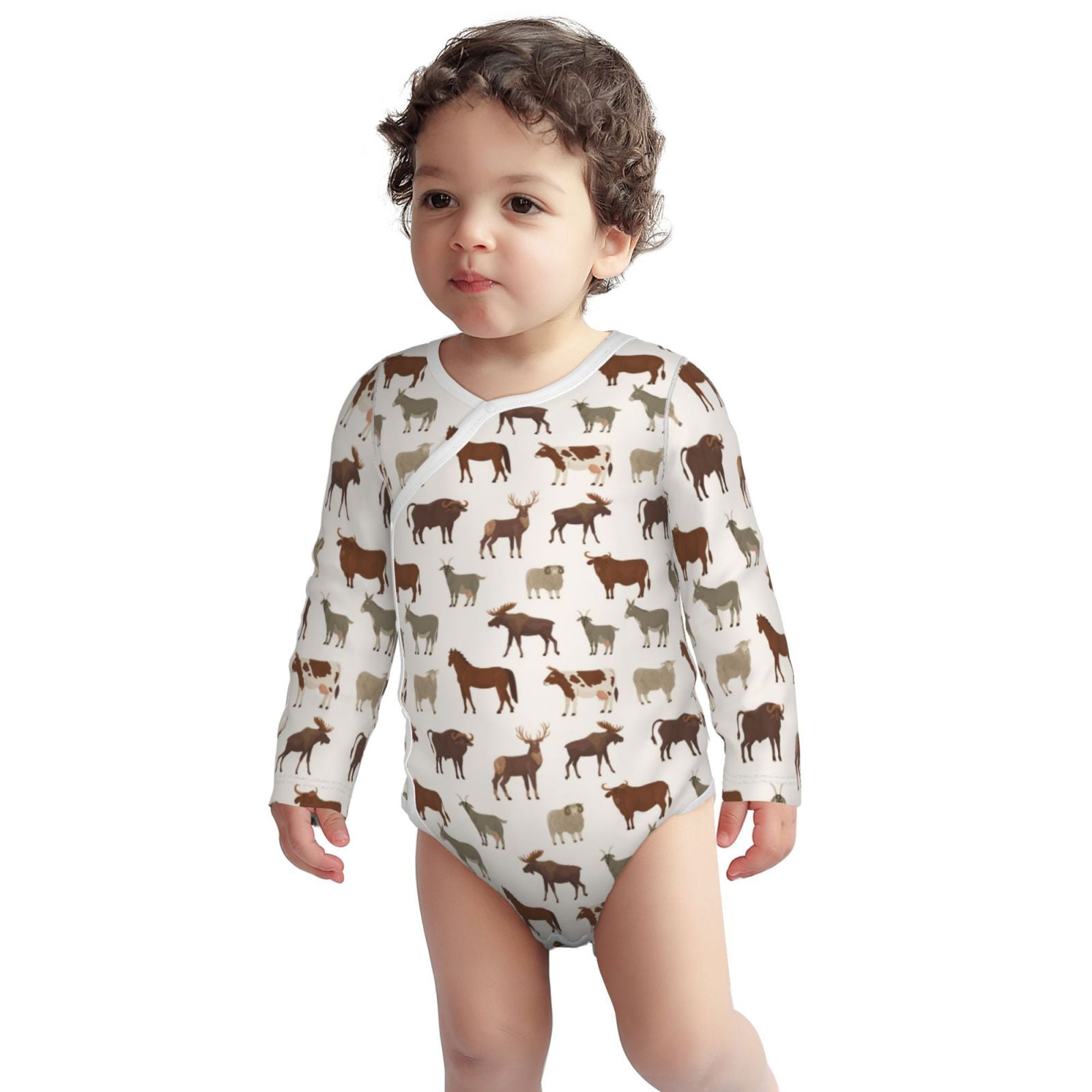 Cotton Baby Onsies, goat moose buffalo deer print Unisex Newborn Baby ...