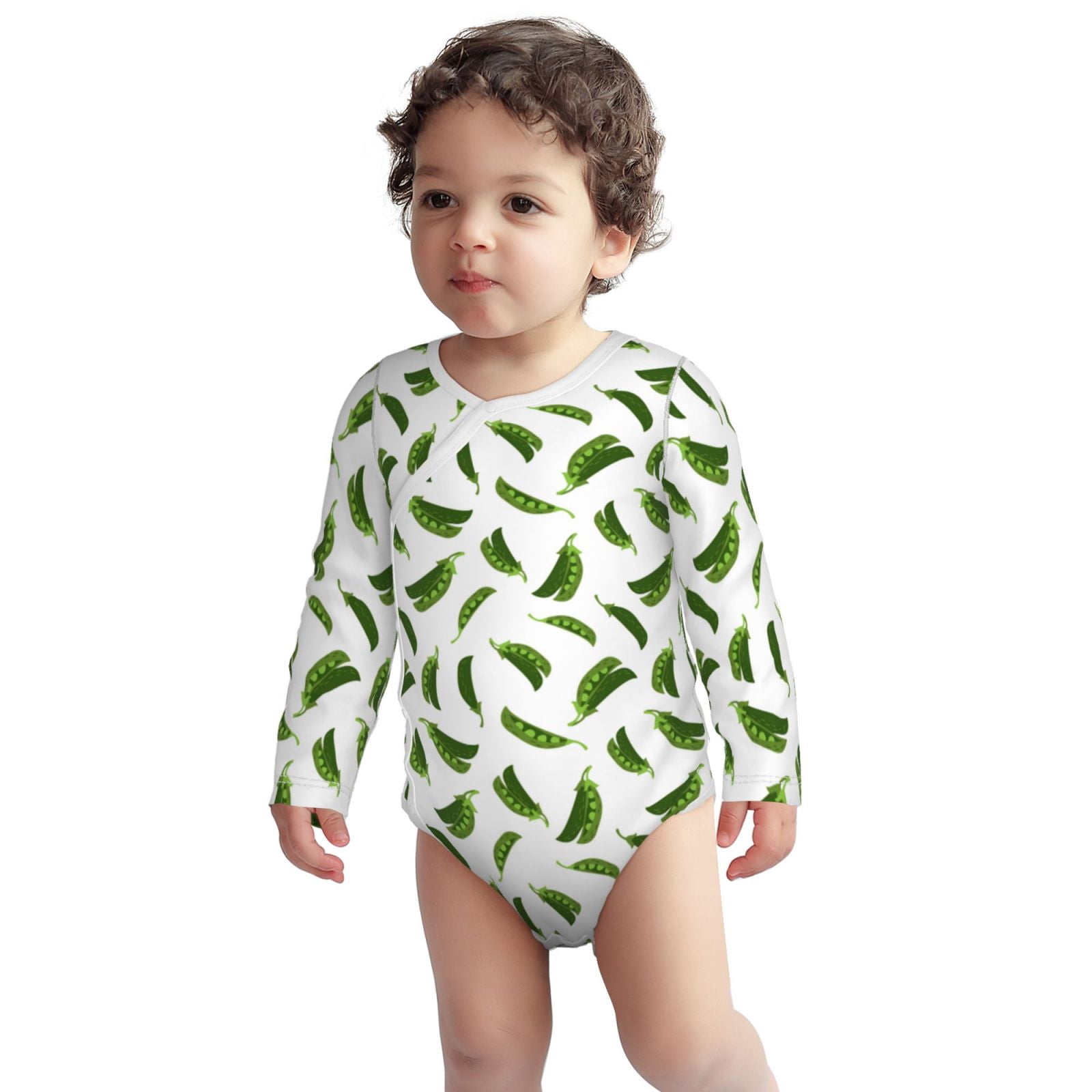 Cotton Baby Onsies, green Peas Pattern Unisex Newborn Baby Long Sleeve ...