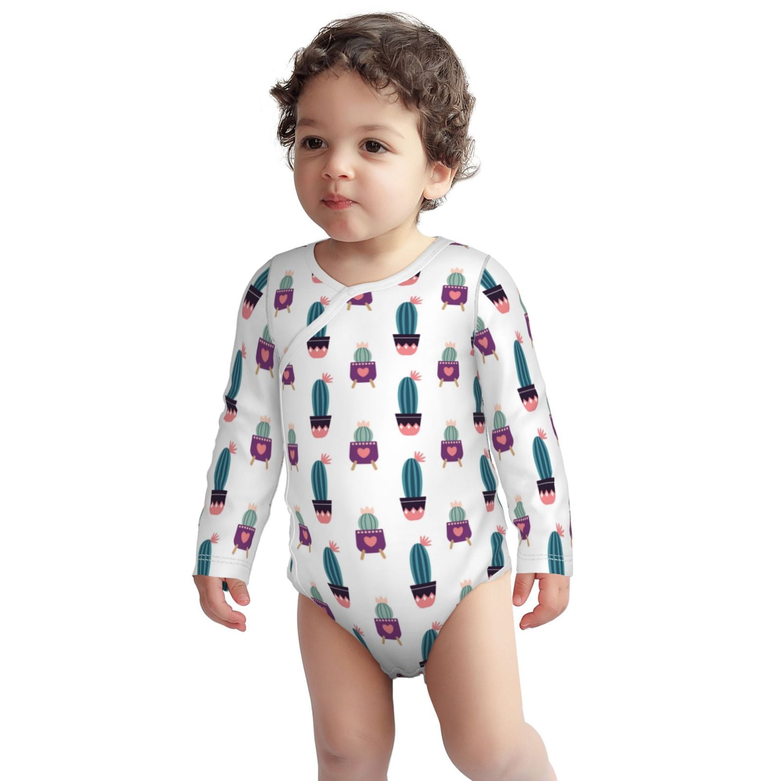 Cotton Baby Onsies, heart Cactus potted plant Unisex Newborn Baby Long ...
