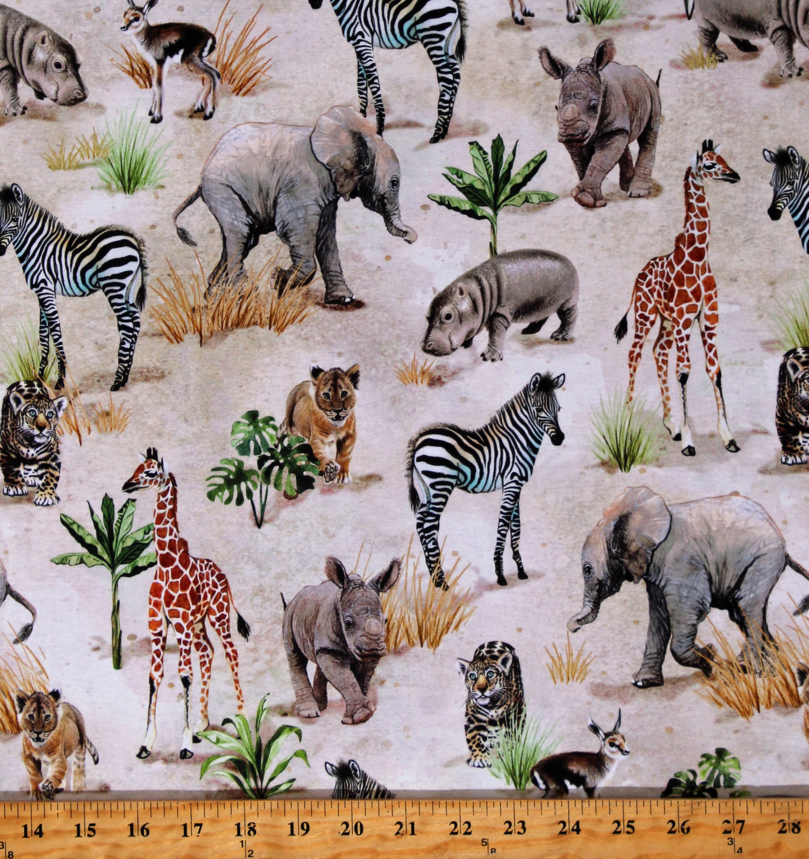 Cotton Baby Safari Animals Elephants Zebras Lions Cubs Hippos Giraffes ...