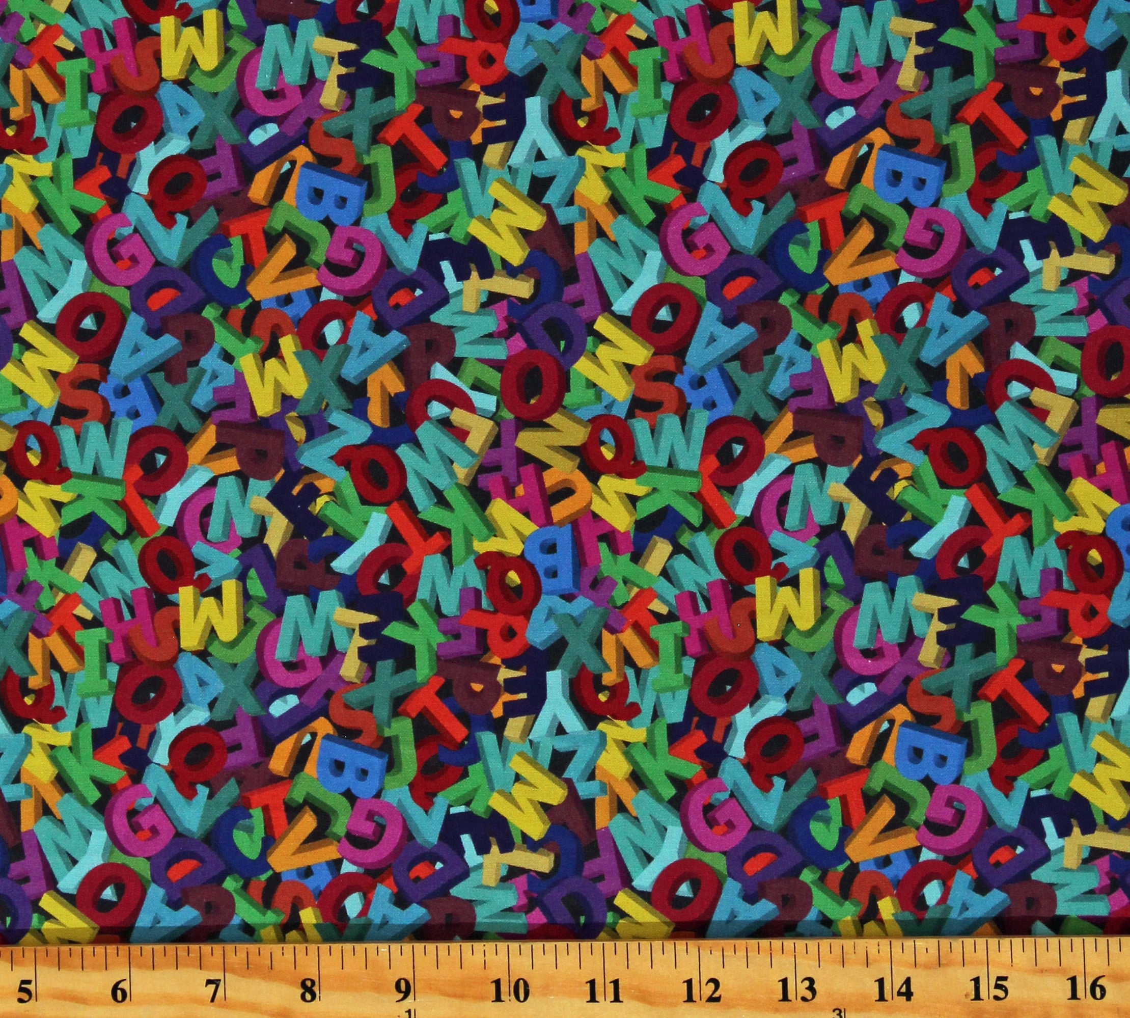 Cotton Back to School ABC Mix Letters Alphabet Characters Multicolor ...