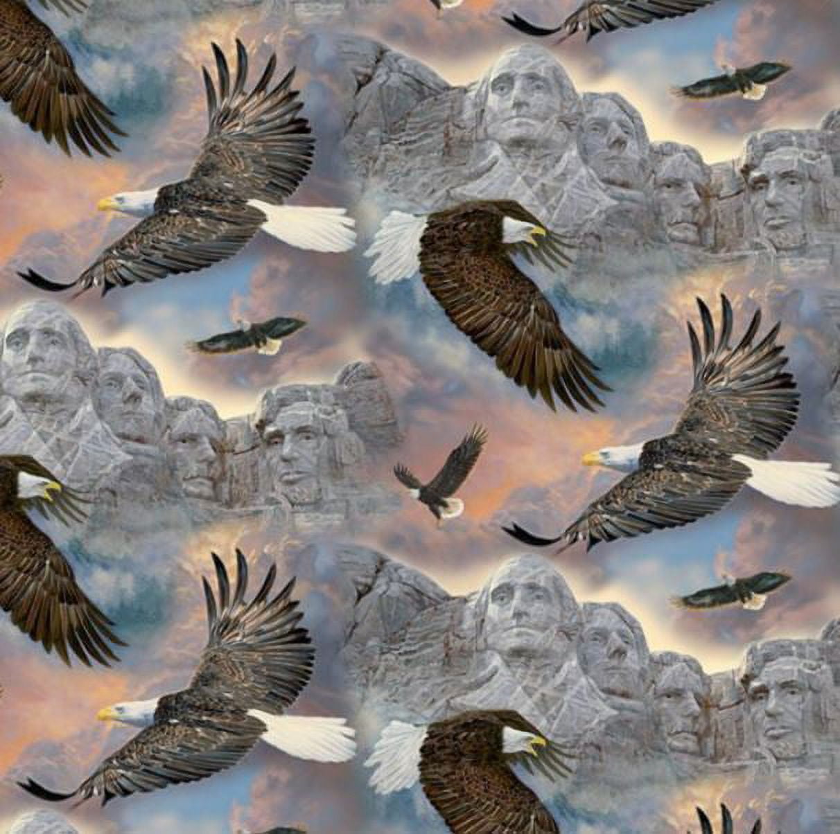 Cotton Bald Eagles Soaring Over Mount Rushmore USA America Patriotic ...