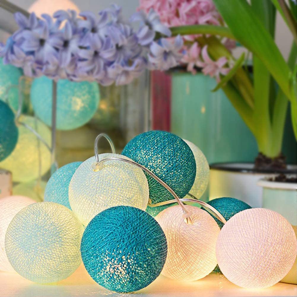Cotton Ball String Lights for Bedroom, 3m 20 LED Fairy Lights for Room ...