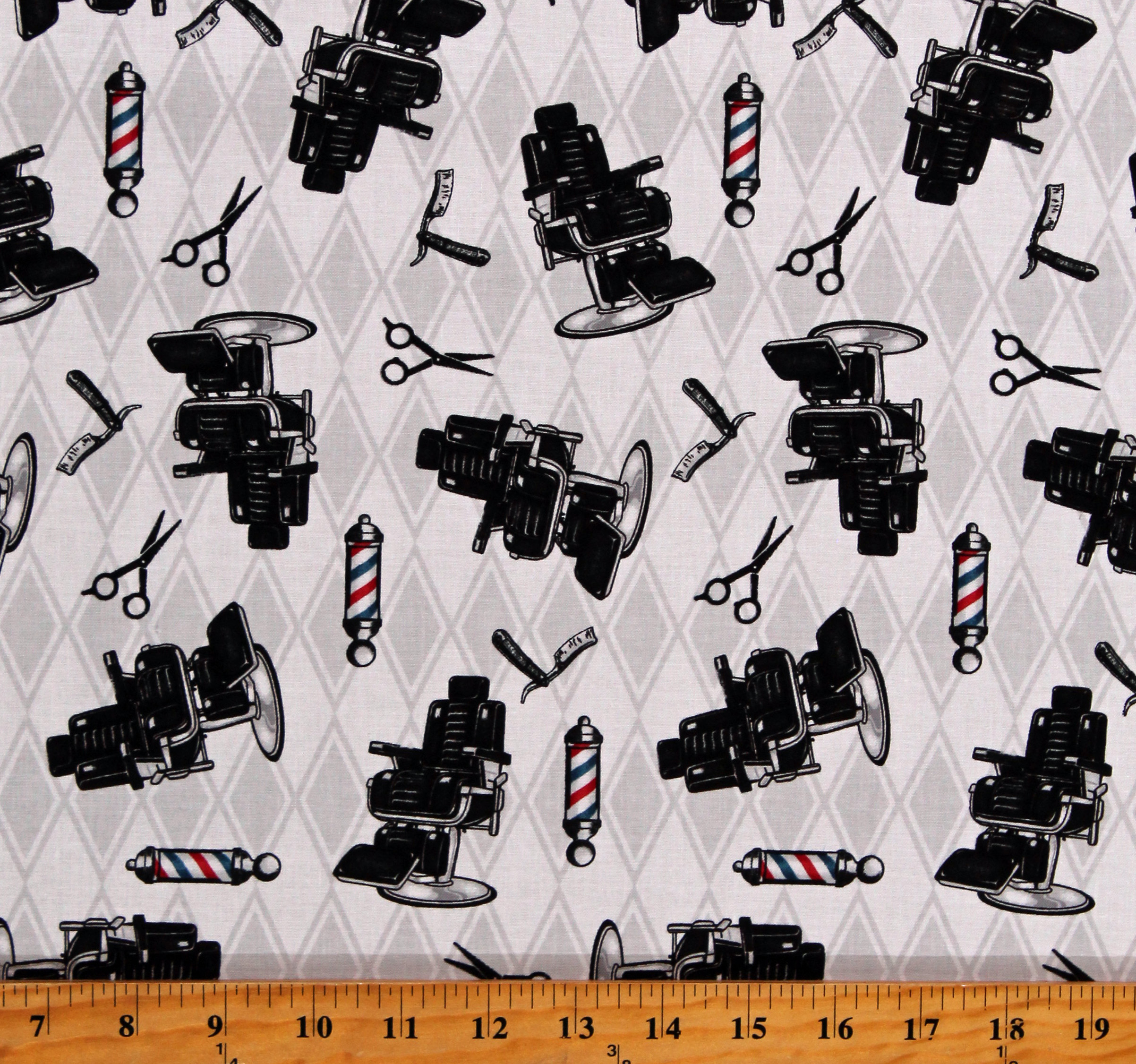 Cotton Barbershop Haircut Barber Poles Chairs Hair-Cutting Scissors ...