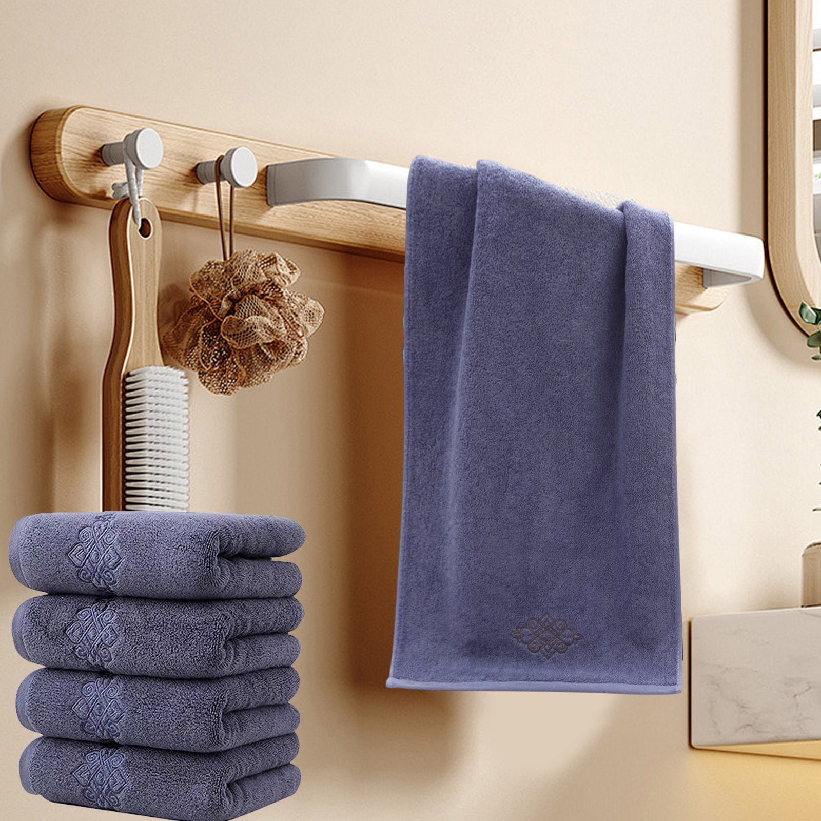 Cotton Bath Towel Set - Ultra Soft and Absorbent Face and Body Towels ...