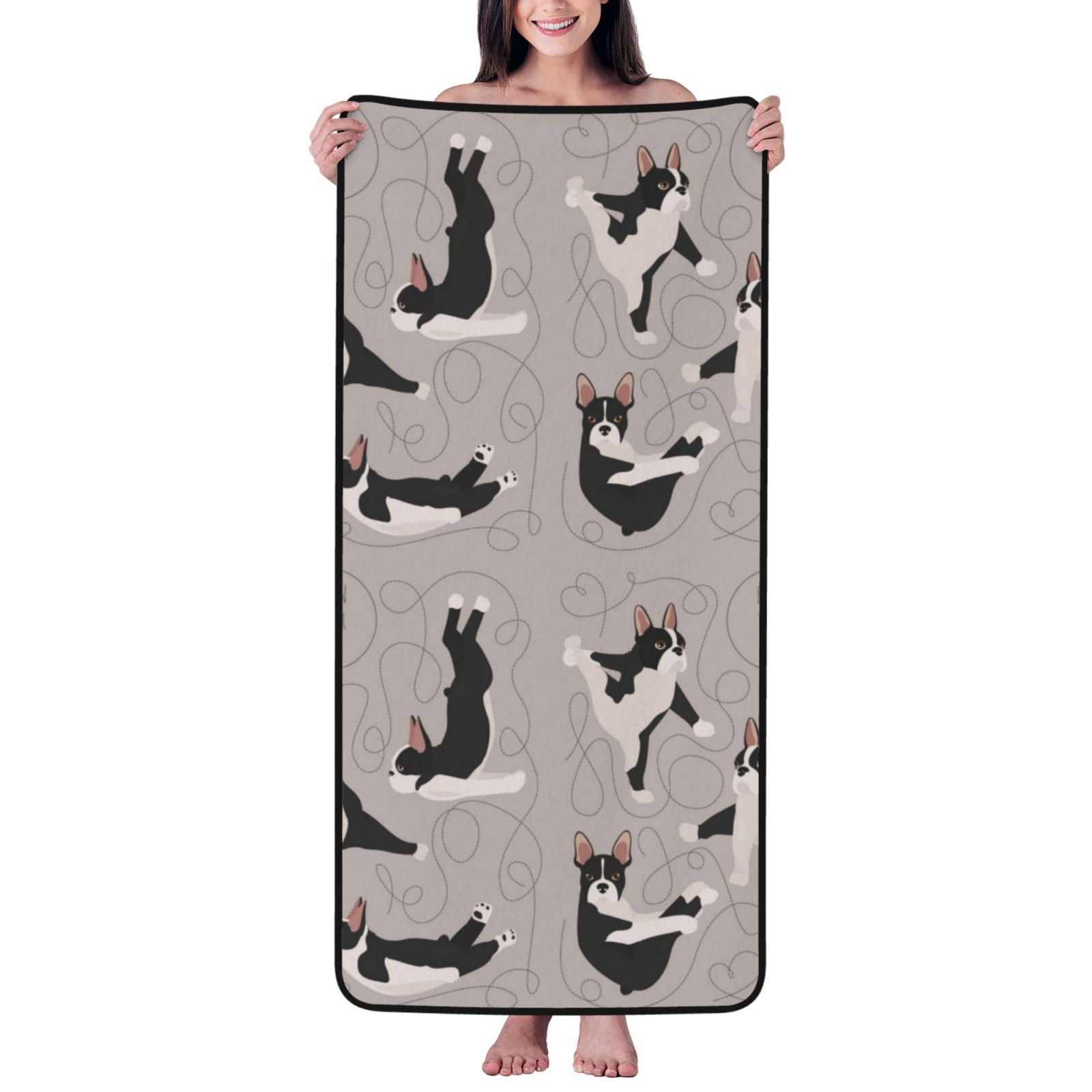Cotton Bath Towels for Bathroom - Boston terrier dog funny Microfiber ...