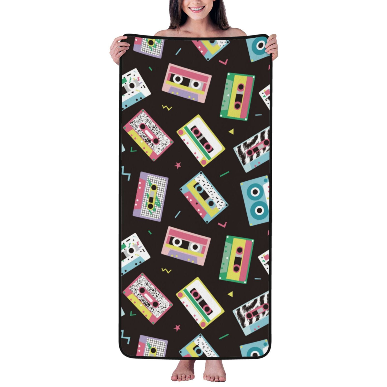 Cotton Bath Towels for Bathroom - Colorful retro tape Microfiber Towels ...