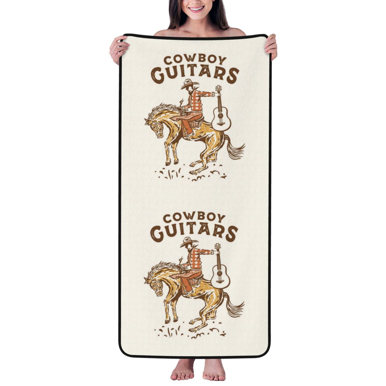 Cotton Bath Towels for Bathroom - Cowboy Rodeo Guitar Microfiber Towels ...