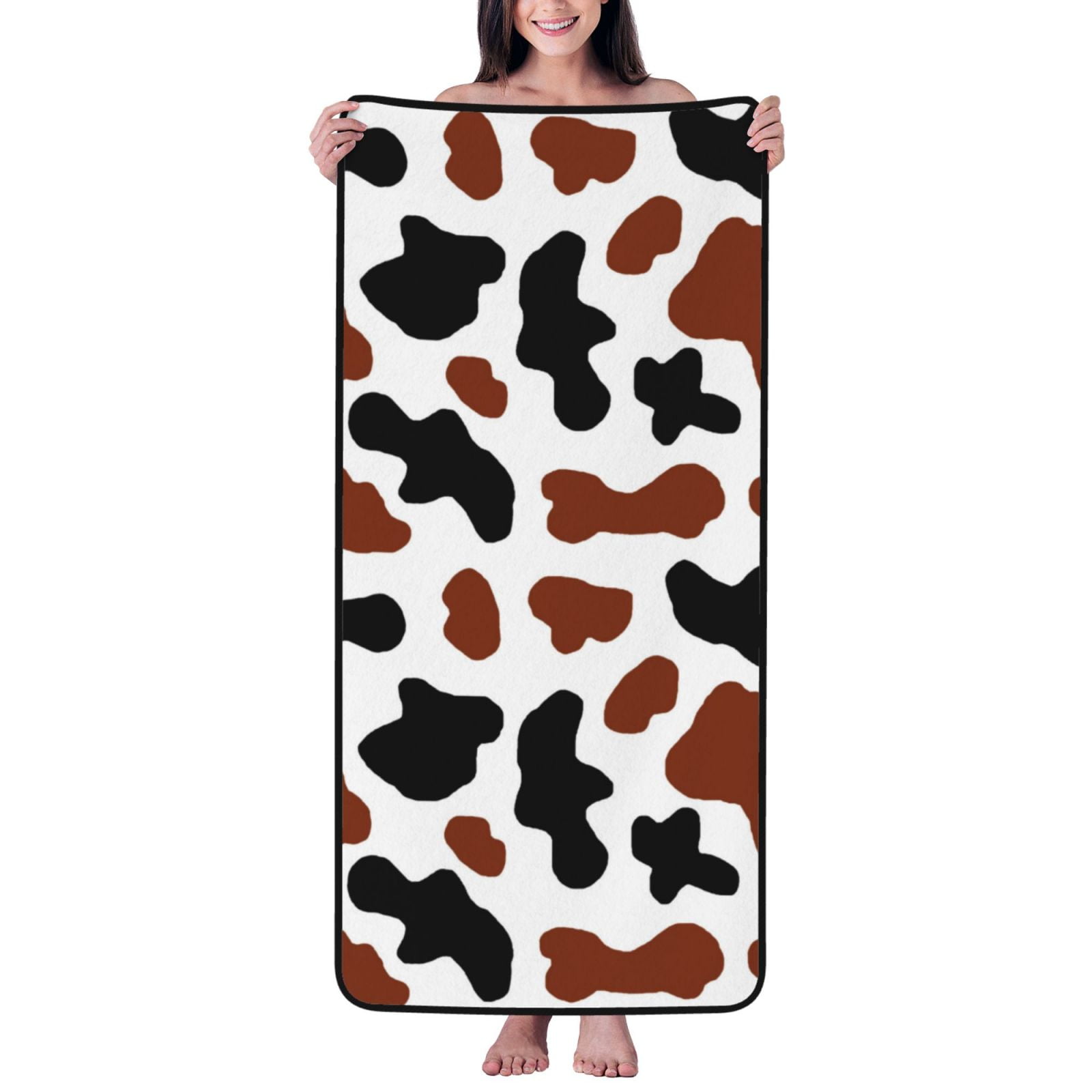 Cotton Bath Towels for Bathroom - Cowboy black brown cow print ...