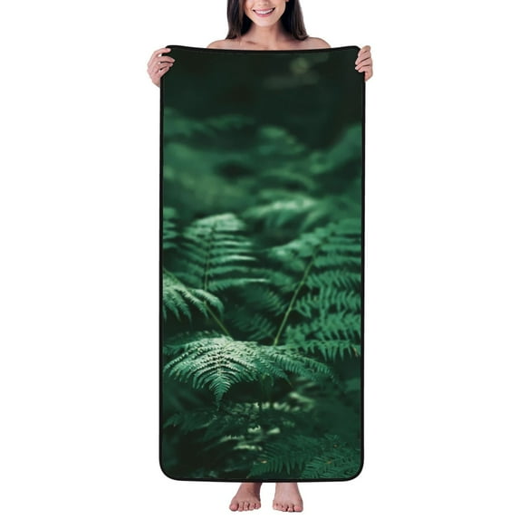Cotton Bath Towels for Bathroom - Ferns Leave Green Foliage Microfiber ...