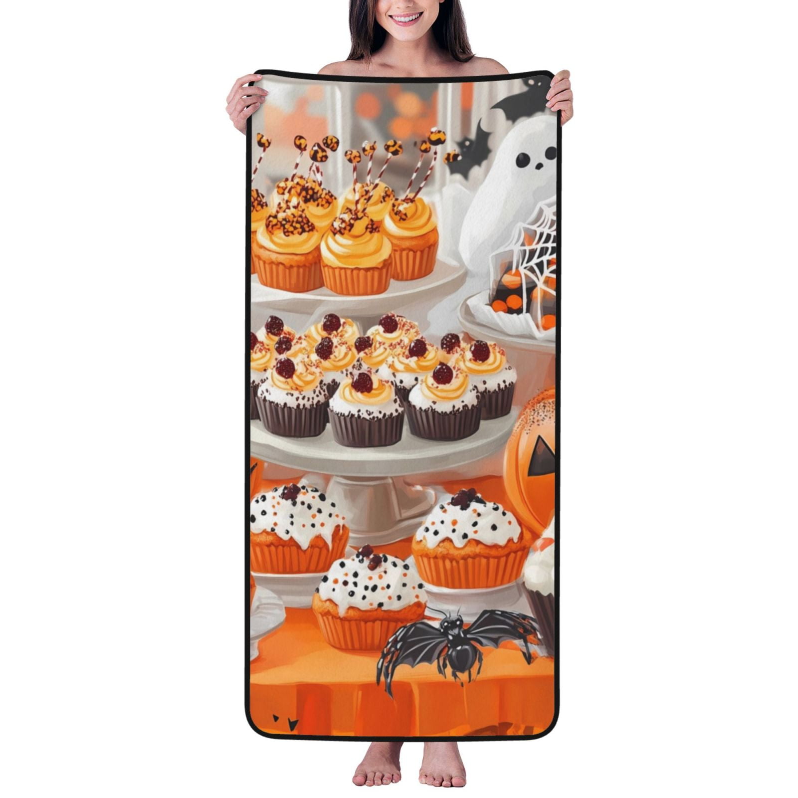 Cotton Bath Towels for Bathroom - Halloween Ghost Pumpkin Cake ...