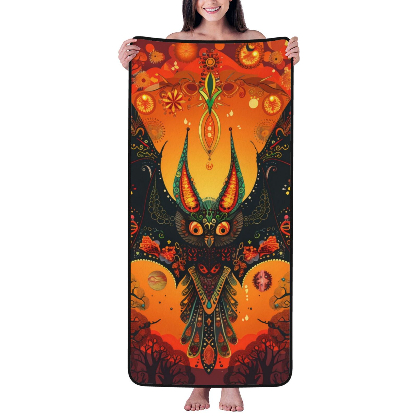 Cotton Bath Towels for Bathroom - Halloween Vintage Bat Microfiber ...