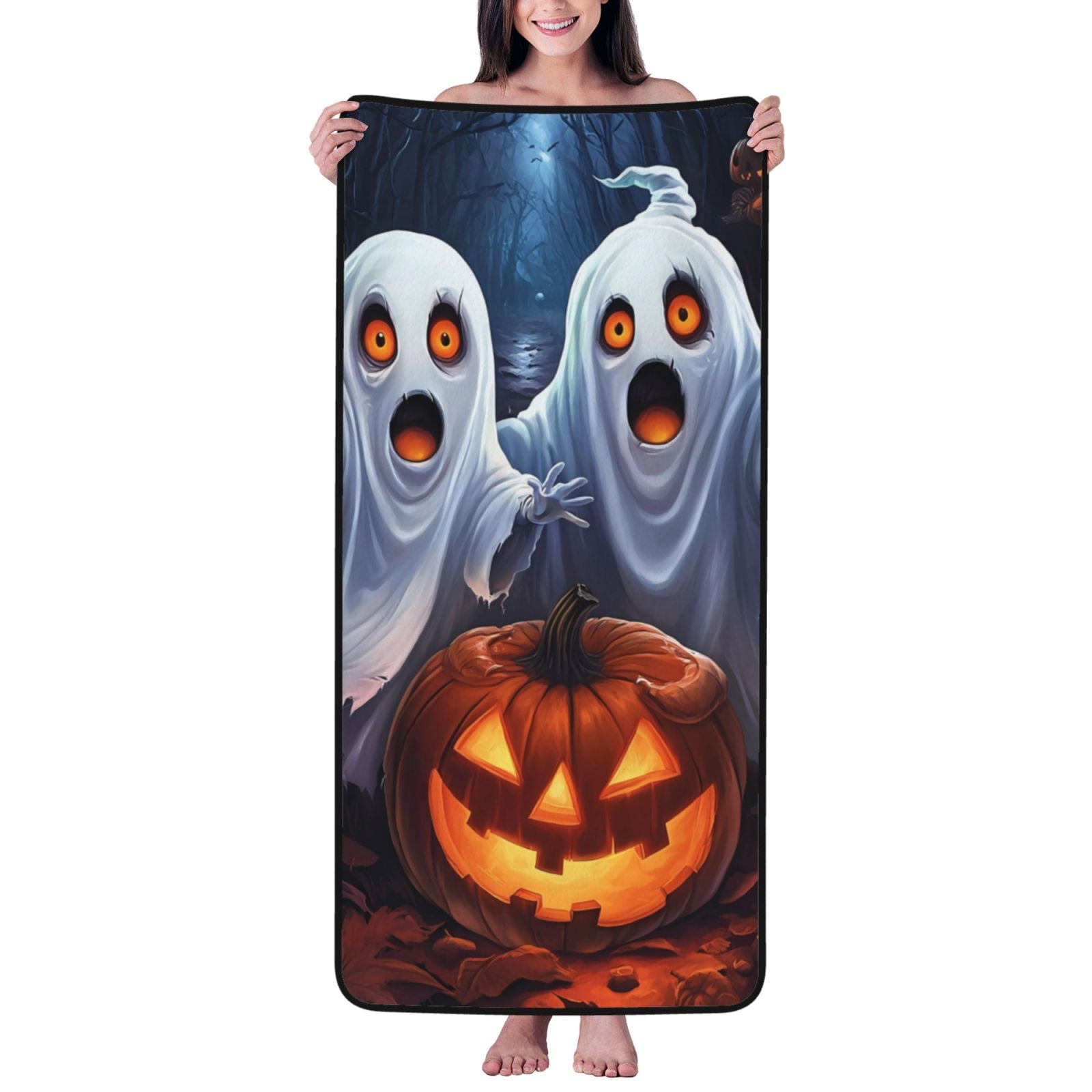 Cotton Bath Towels for Bathroom - Scared Halloween Ghosts Microfiber ...
