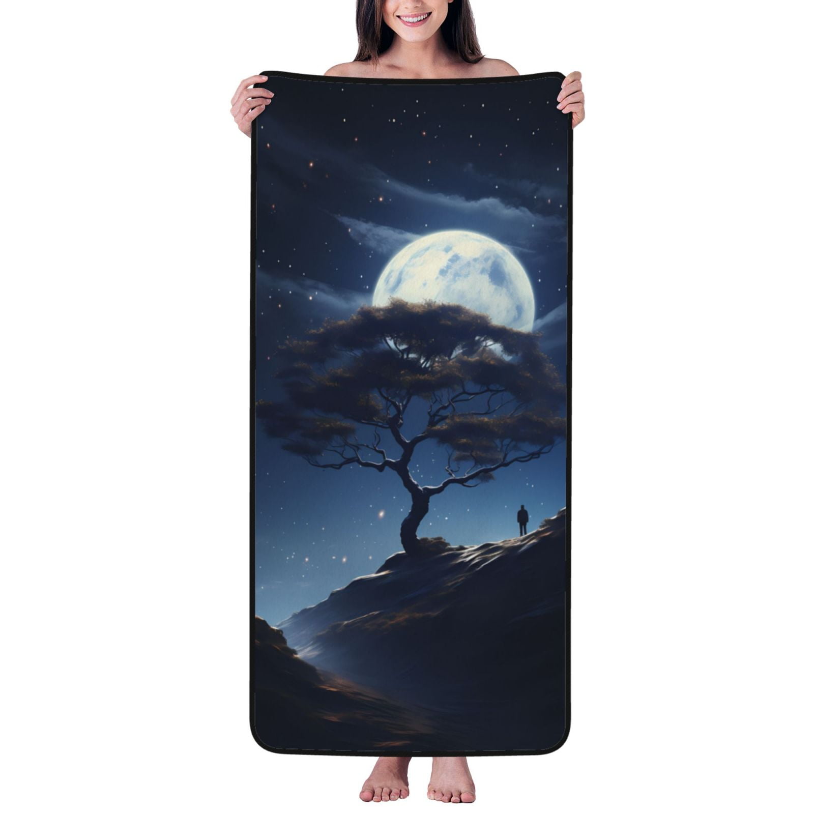 Cotton Bath Towels for Bathroom - Starry Sky Moon Tree A Microfiber ...