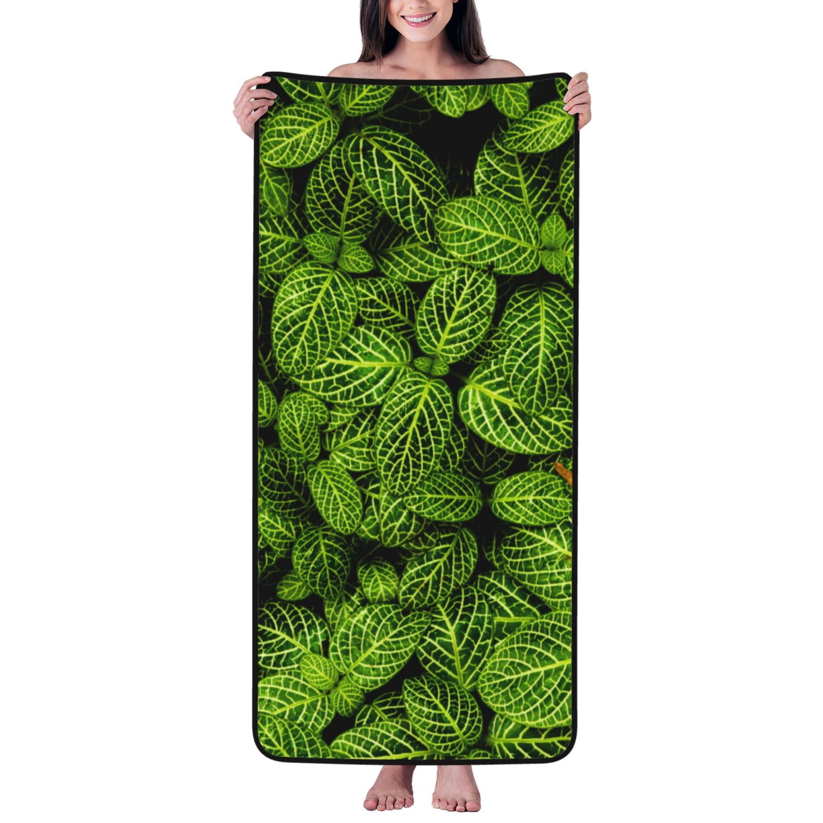 Cotton Bath Towels for Bathroom - Tiny Green Fern Leaves Microfiber ...
