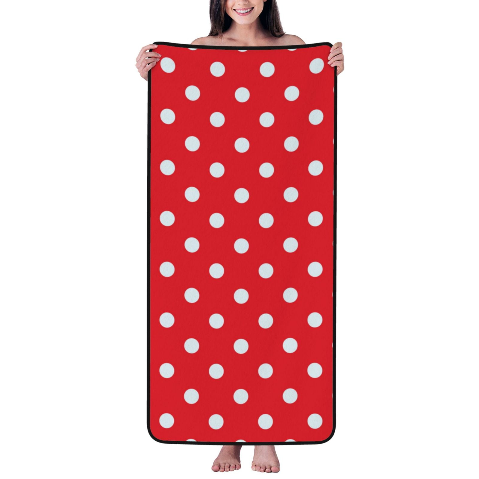 Cotton Bath Towels for Bathroom - bright red white polka dots ...