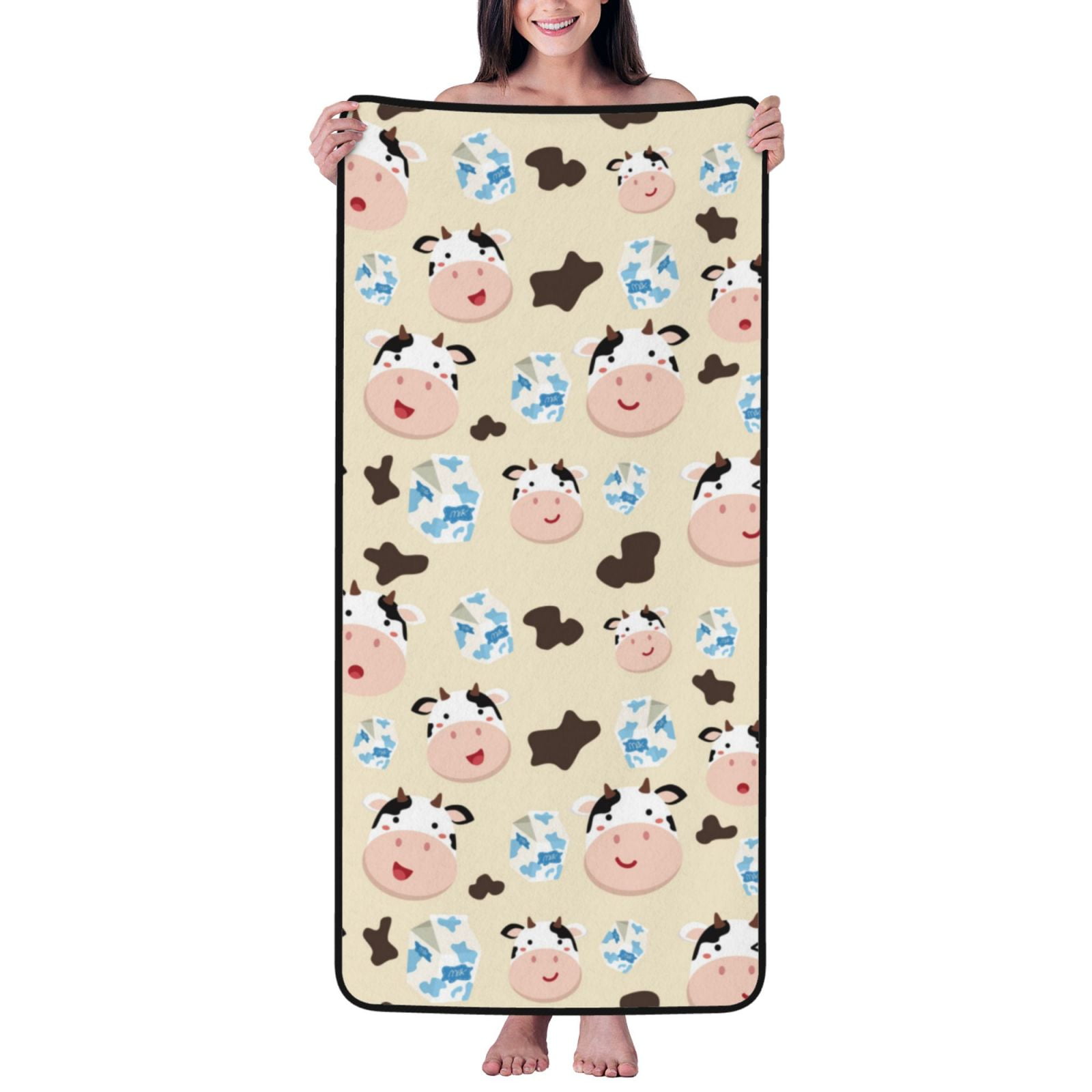 Cotton Bath Towels for Bathroom - cute cow_A Personalized Quick Dry ...