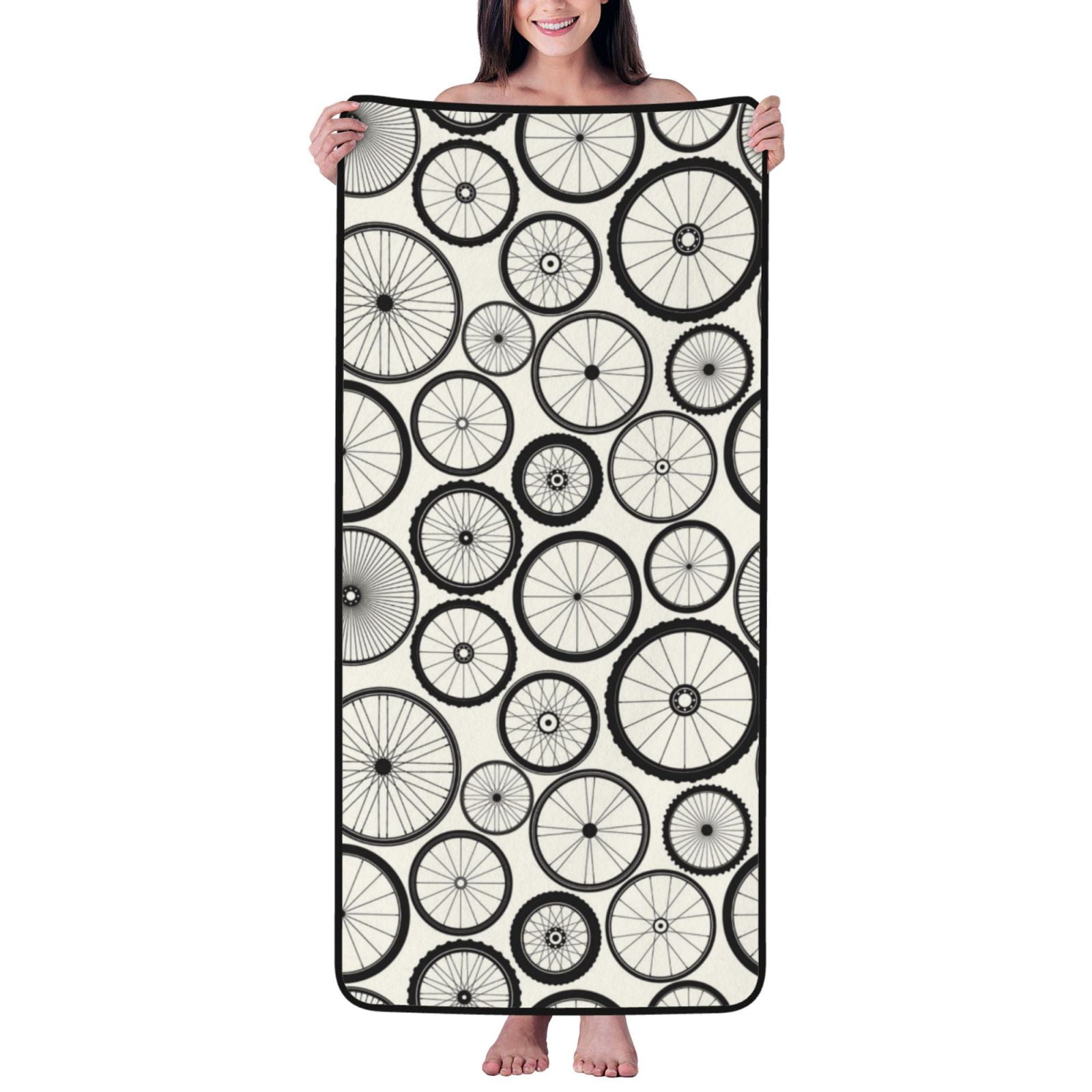 Cotton Bath Towels for Bathroom - easy Bike wheel Pattern Microfiber ...