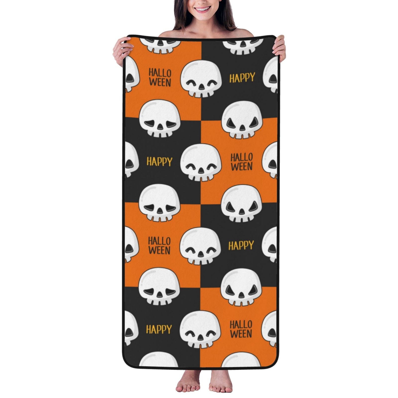 Cotton Bath Towels for Bathroom - happy halloween skull Microfiber ...