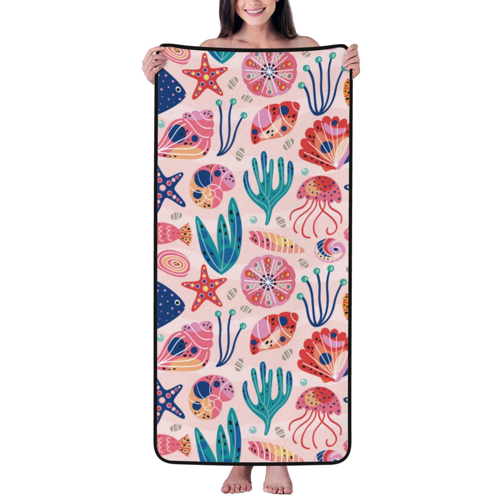 Cotton Bath Towels for Bathroom - pink shell Microfiber Towels for Body ...