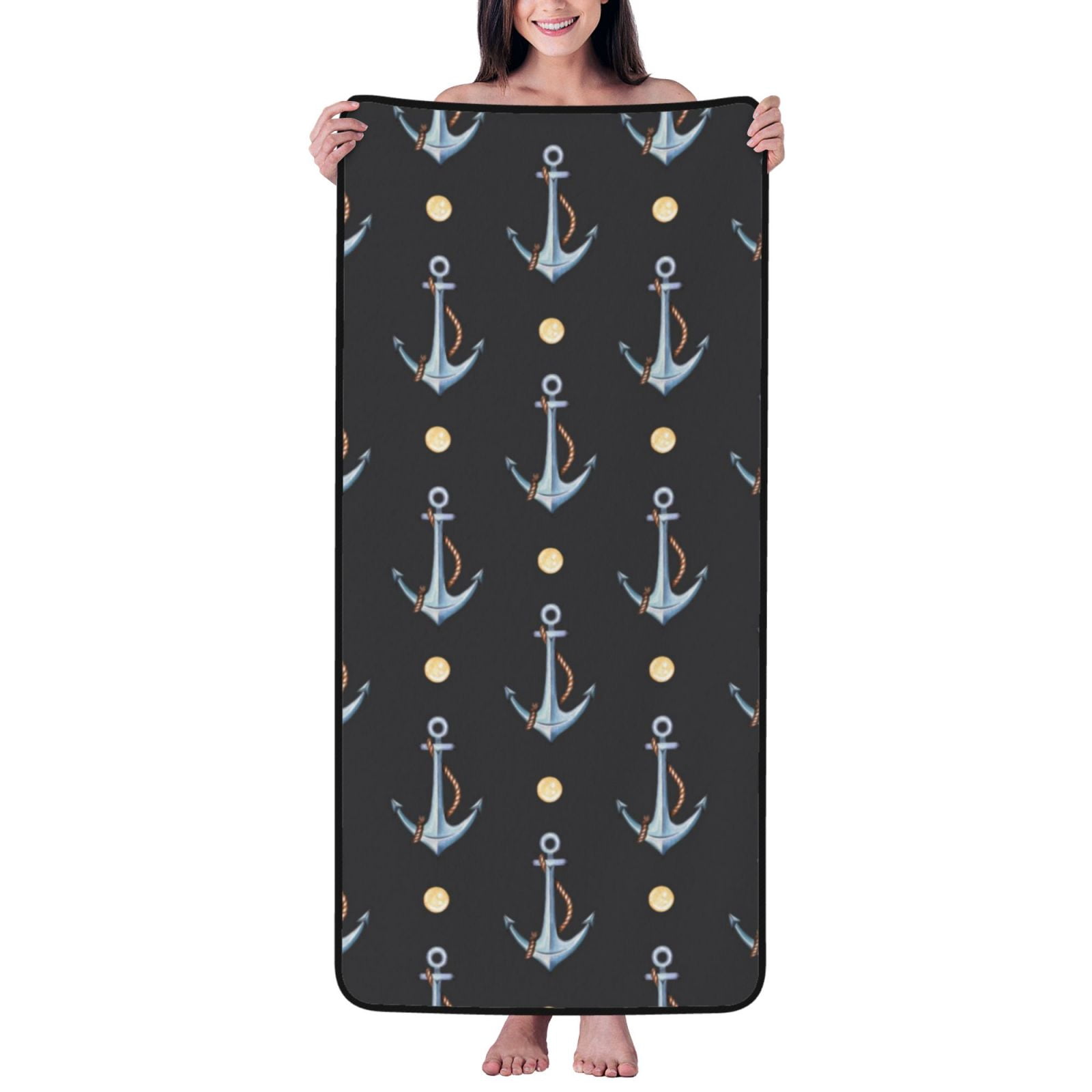 Cotton Bath Towels for Bathroom - ship anchors rope black cool ...