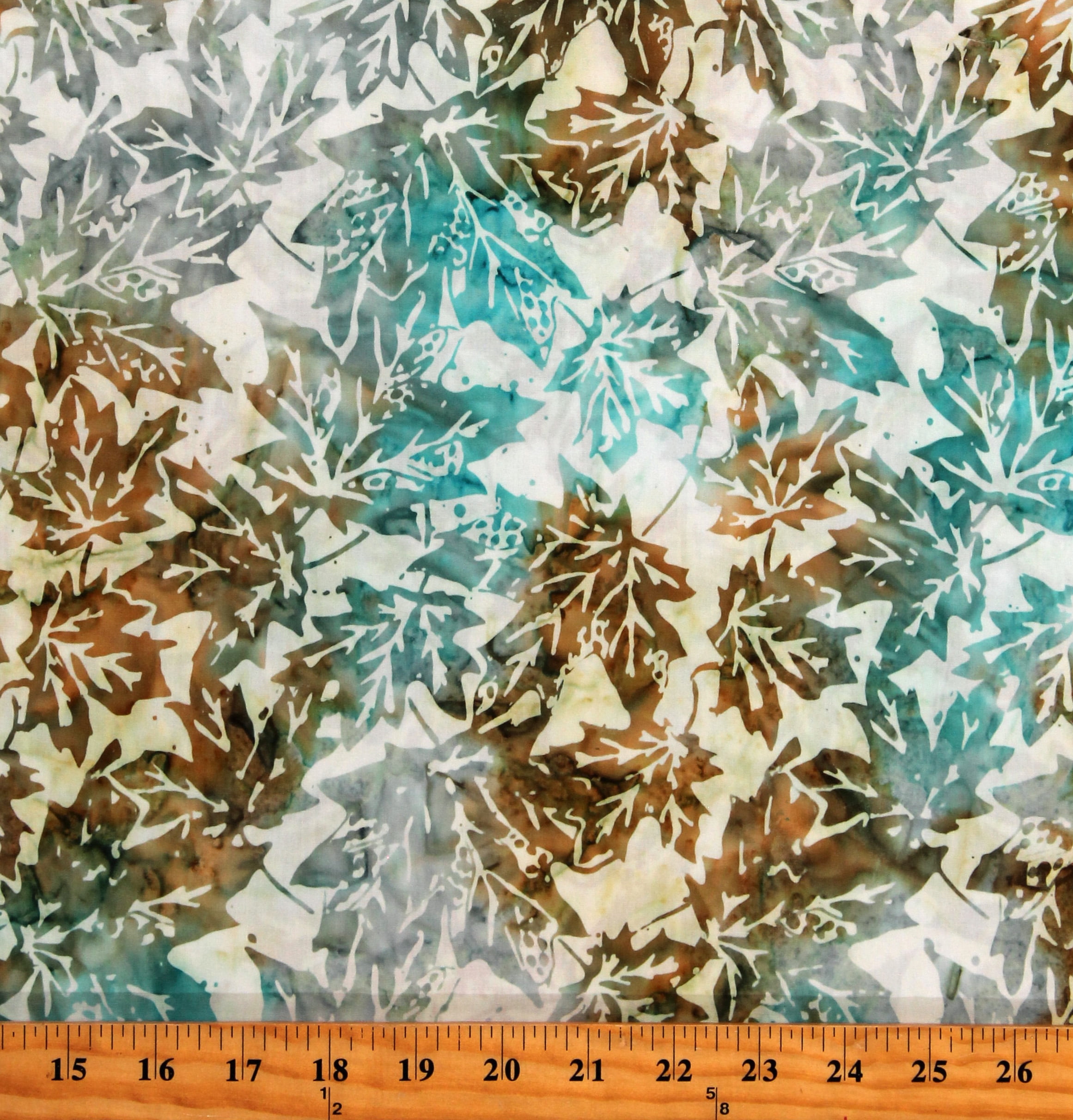 Cotton Batik Blue Ridge Batiks Frost Leaves Foliage Nature Cotton Batik ...