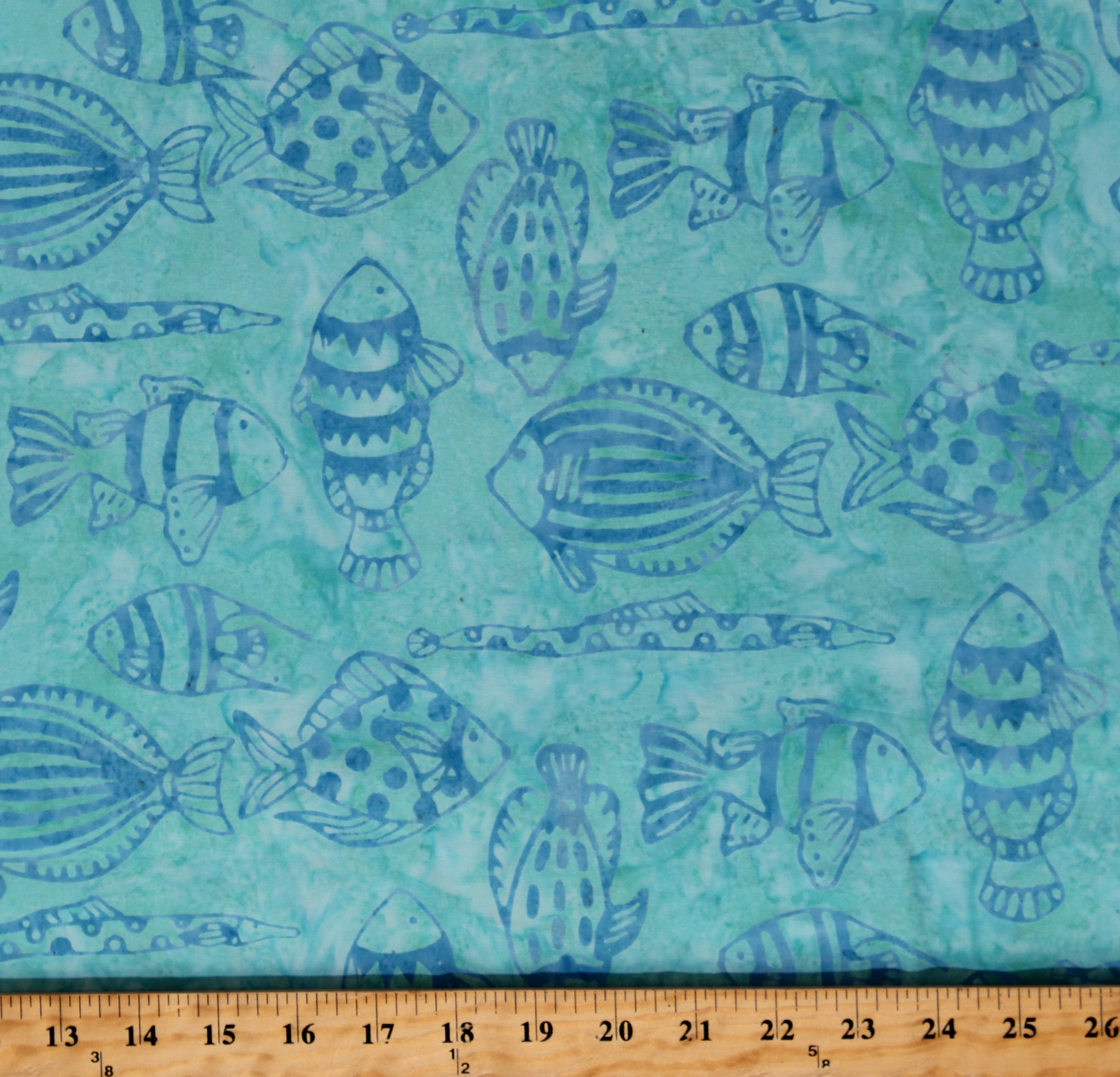 Cotton Batik FIsh Blue Water Sea Ocean Cotton Fabric Print by the Yard ...