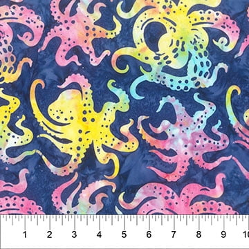Cotton Batik Octopus Oasis Banyan Batiks Octopi Northcott Dark Blue ...
