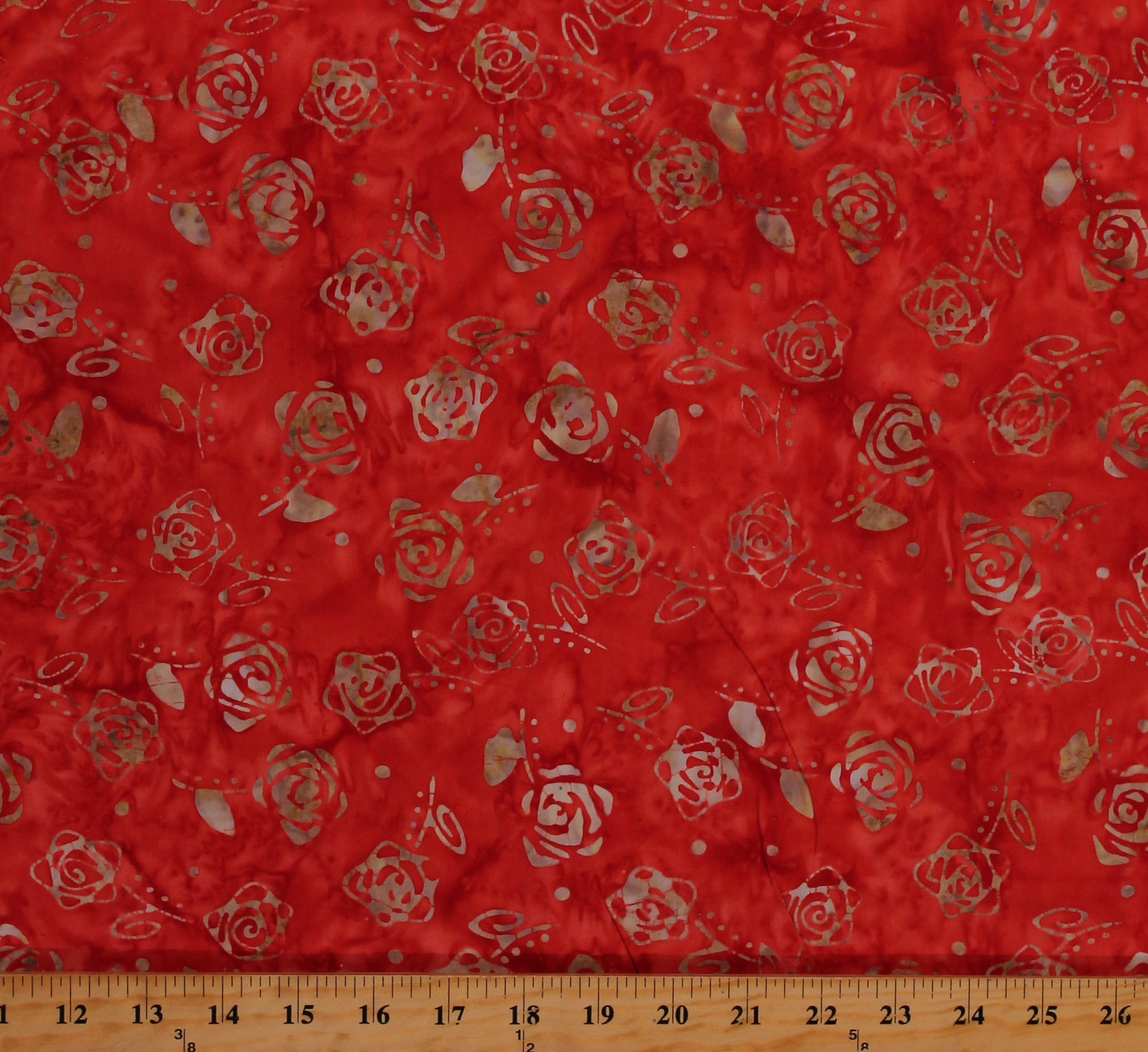 Cotton Batik Roses Flowers Floral Nature Scenic Red Cotton Fabric Print ...