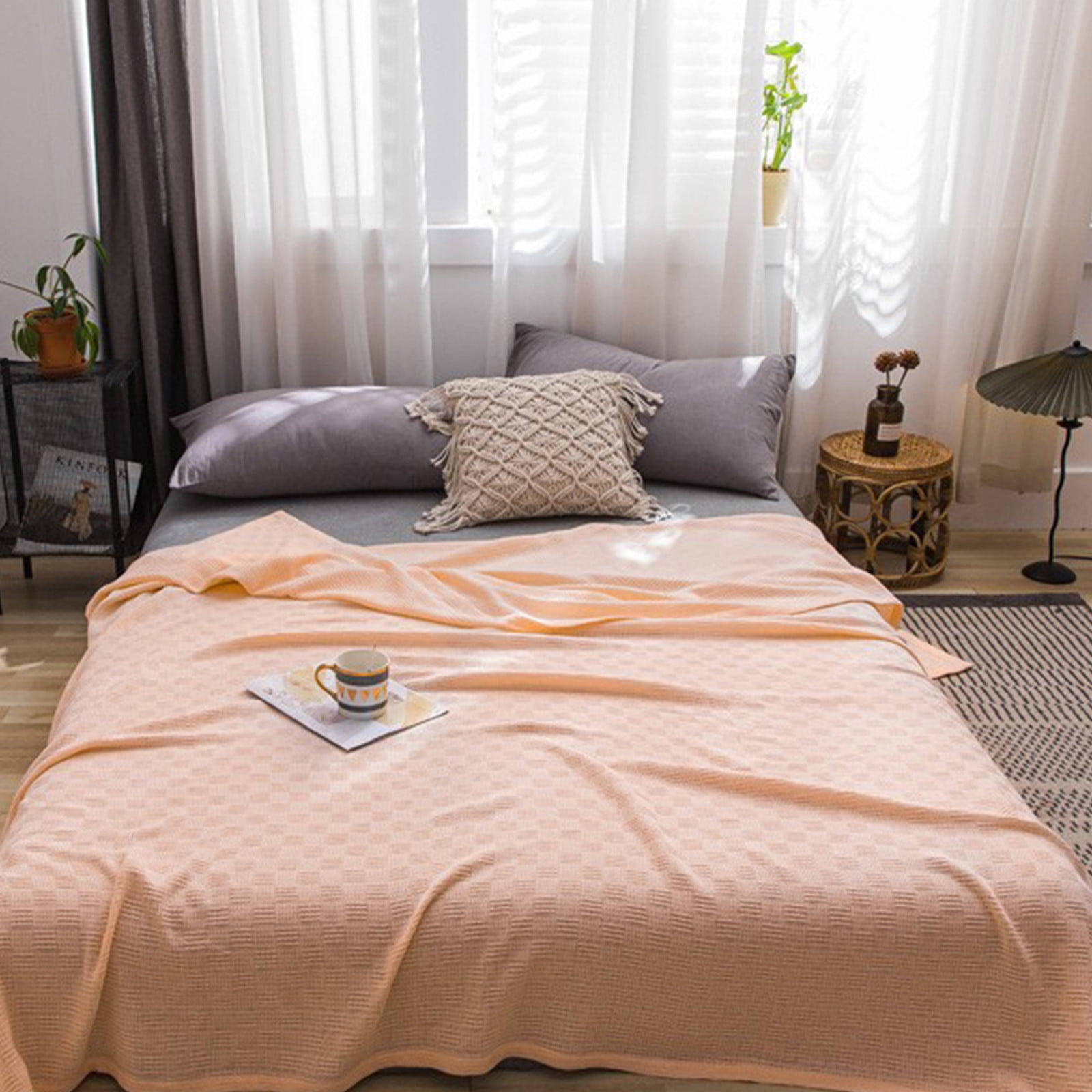 Cotton Bed Blanket Twin Cotton Thermal Blanket Lightweight Bed Throw ...