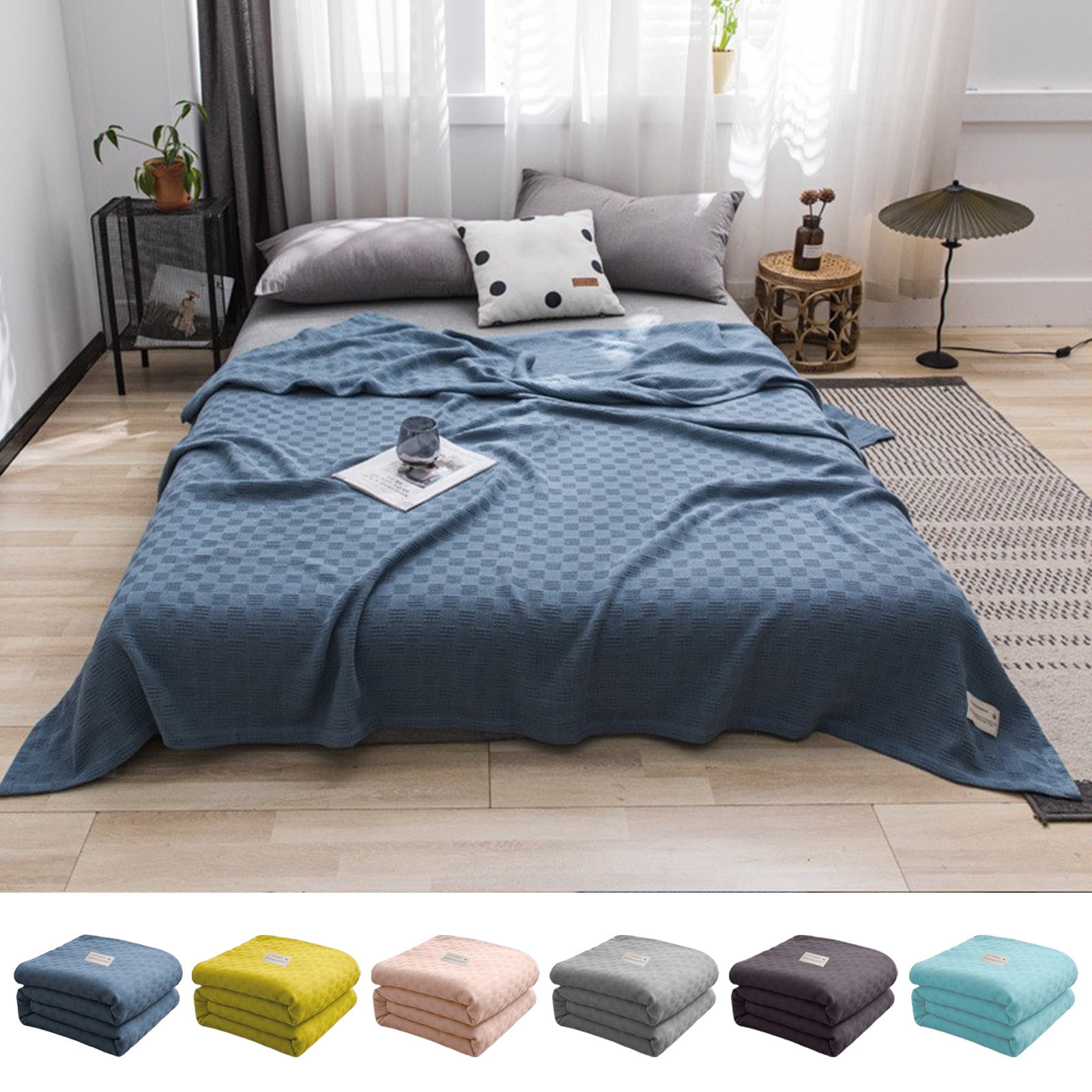 Cotton Bed Blanket Twin | Lightweight Thermal Throw for All Seasons ...