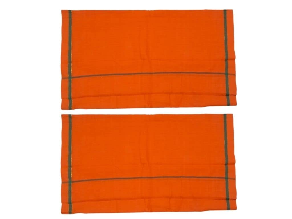 Cotton Bhagwa Gamcha with Color Strips Orange Bhagva Colour Combo Pack ...