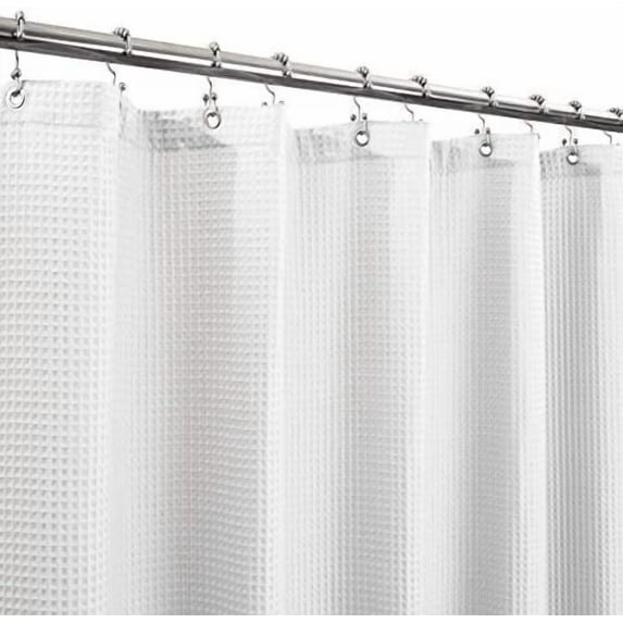 Cotton Blend Shower Curtain Extra Wide 108 Inch - Honeycomb Waffle ...