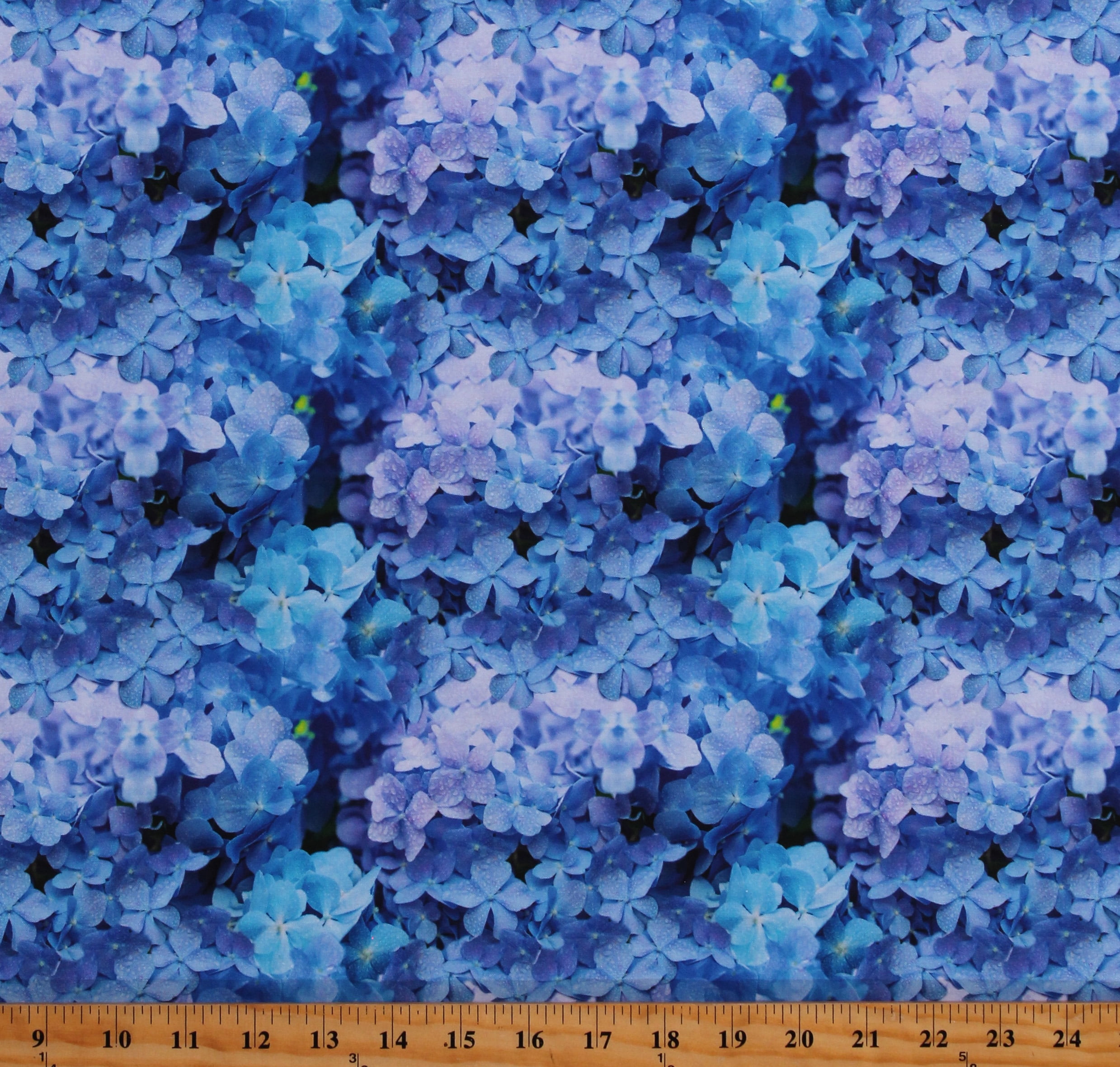 Cotton Blue Hydrangeas Flowers Floral Garden Cotton Fabric Print by the ...